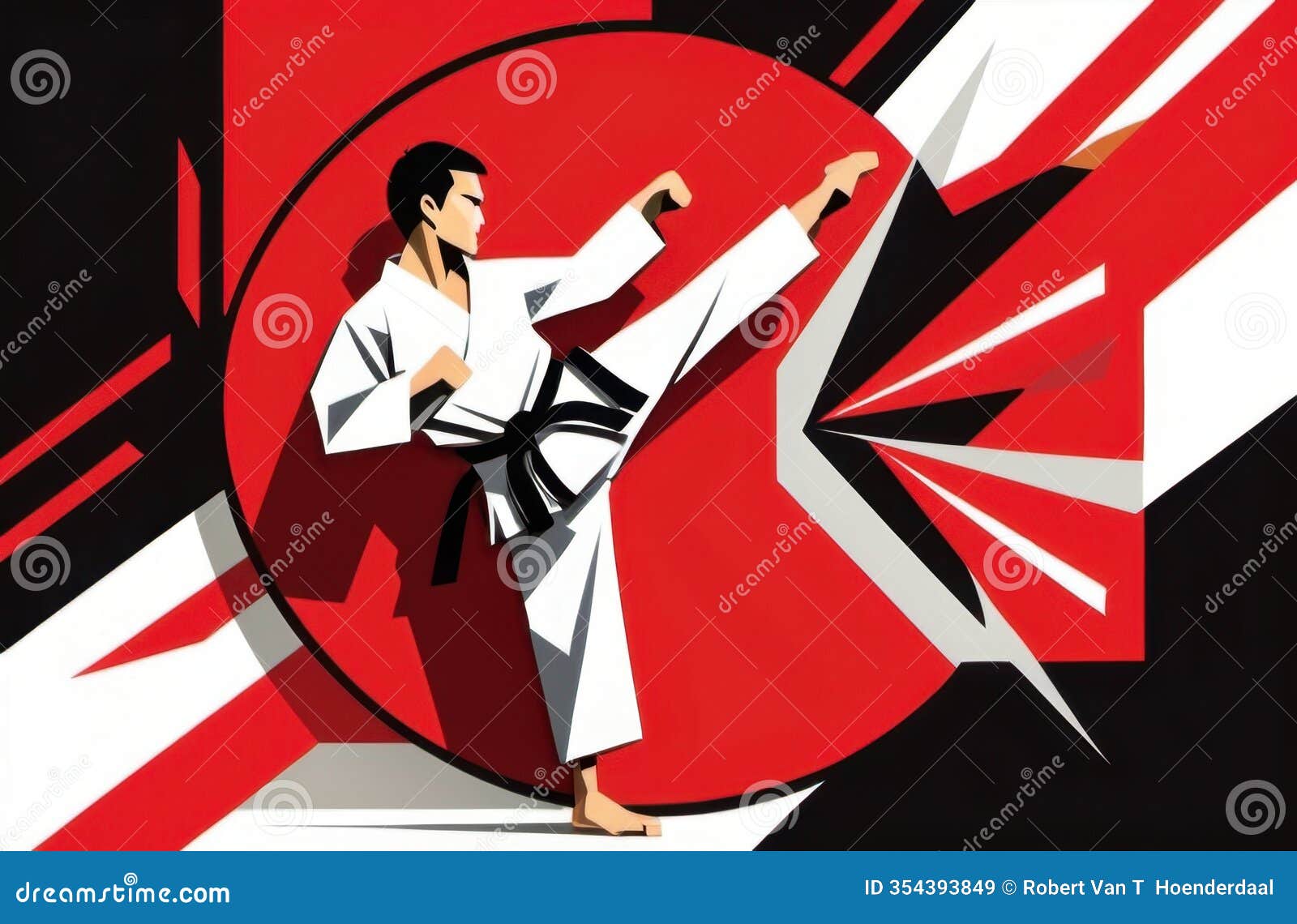 Karate Kicking in the Air at 1-10-2025 Stock Illustration ...