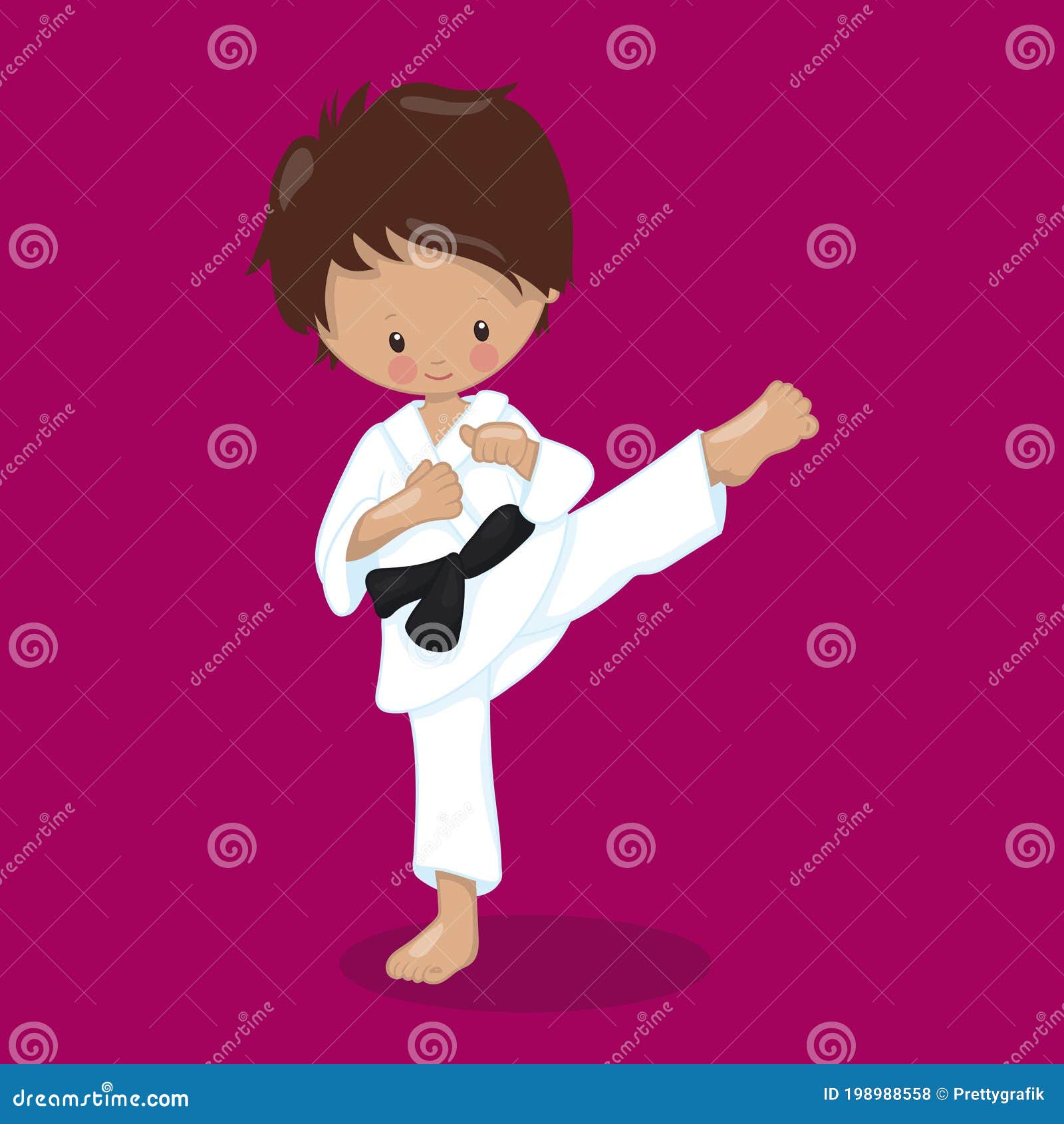 Karate Kid Boy Brown Leg Up 10 Stock Vector - Illustration of karate ...