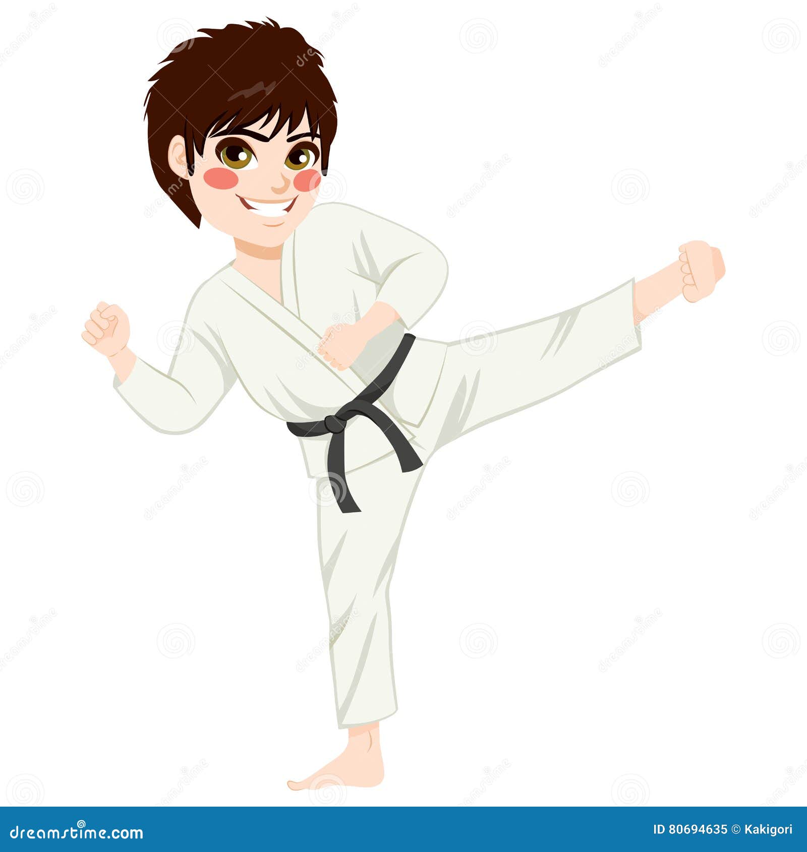 Karate Kid Kick stock vector. Illustration of uniform - 80694635