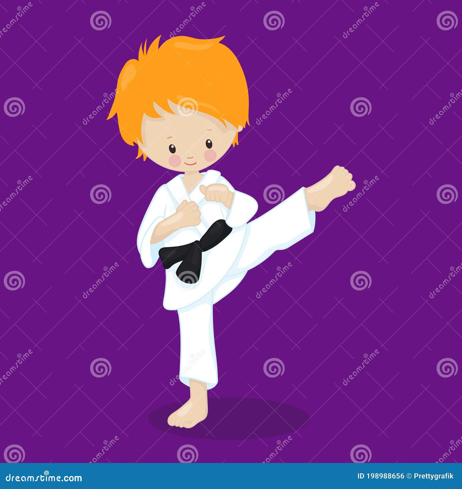 Karate Kid Red Leg Up 08 stock vector. Illustration of vector - 198988656