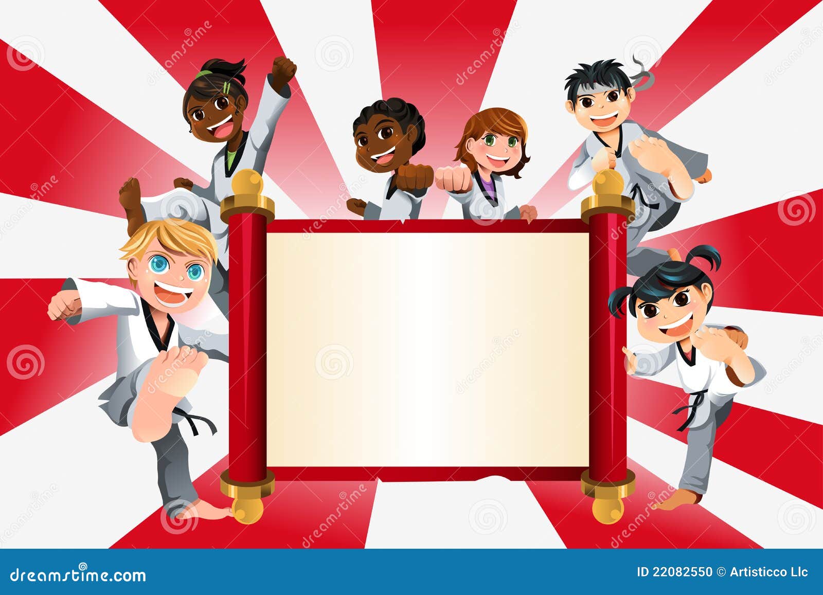 Karate kids banner stock vector. Illustration of asian - 22082550