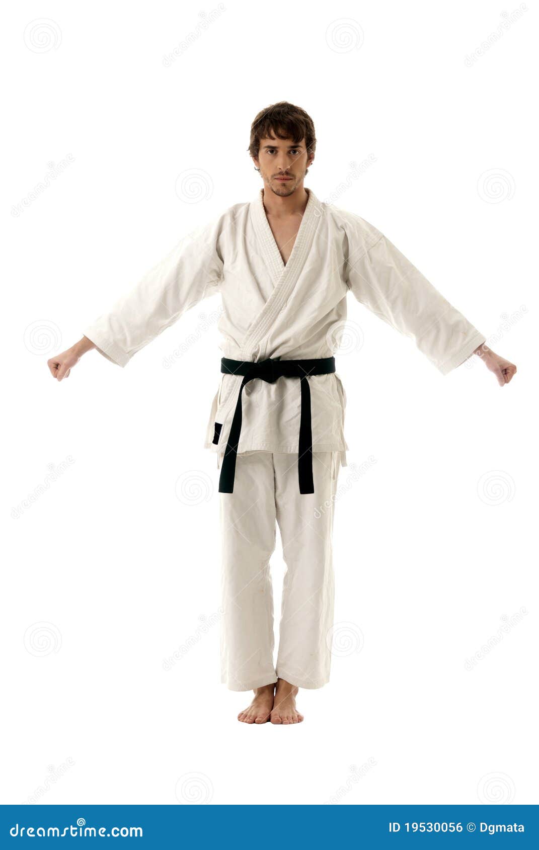 Karate Male Fighter Young Isolated on White Back Stock Photo - Image of ...