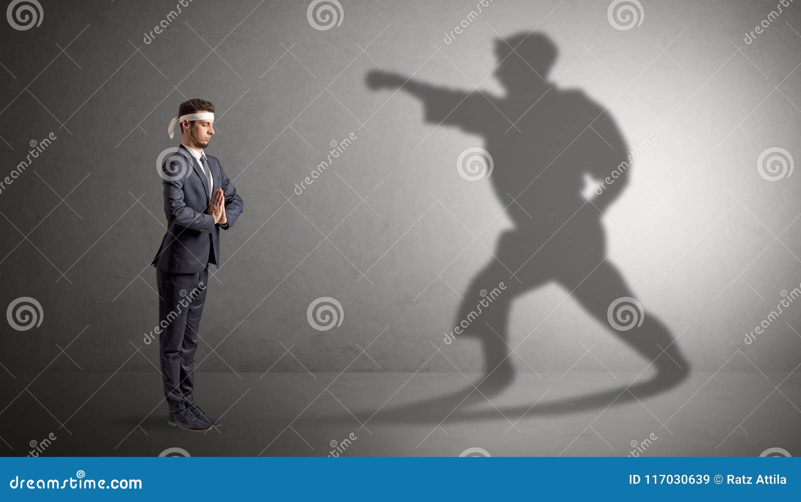 Karate Man Confronting with His Own Shadow Stock Image - Image of kung ...