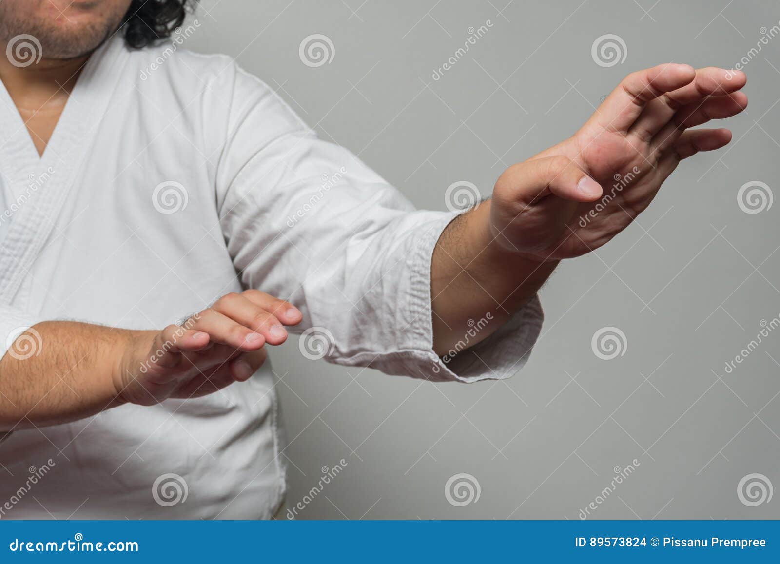 Karate Man Posture in Guard by Palm Stock Photo - Image of people ...