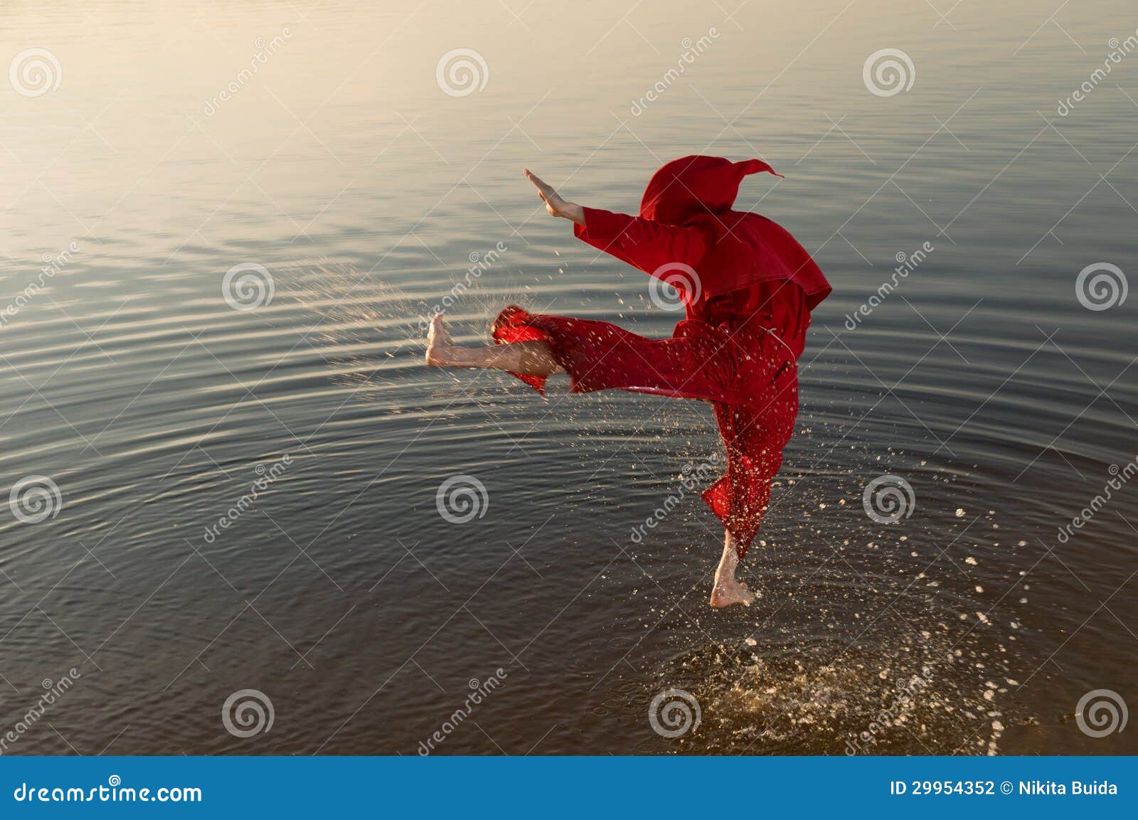 Karate Monk Wearing Red Hood Stock Photo - Image of asia, oriental ...