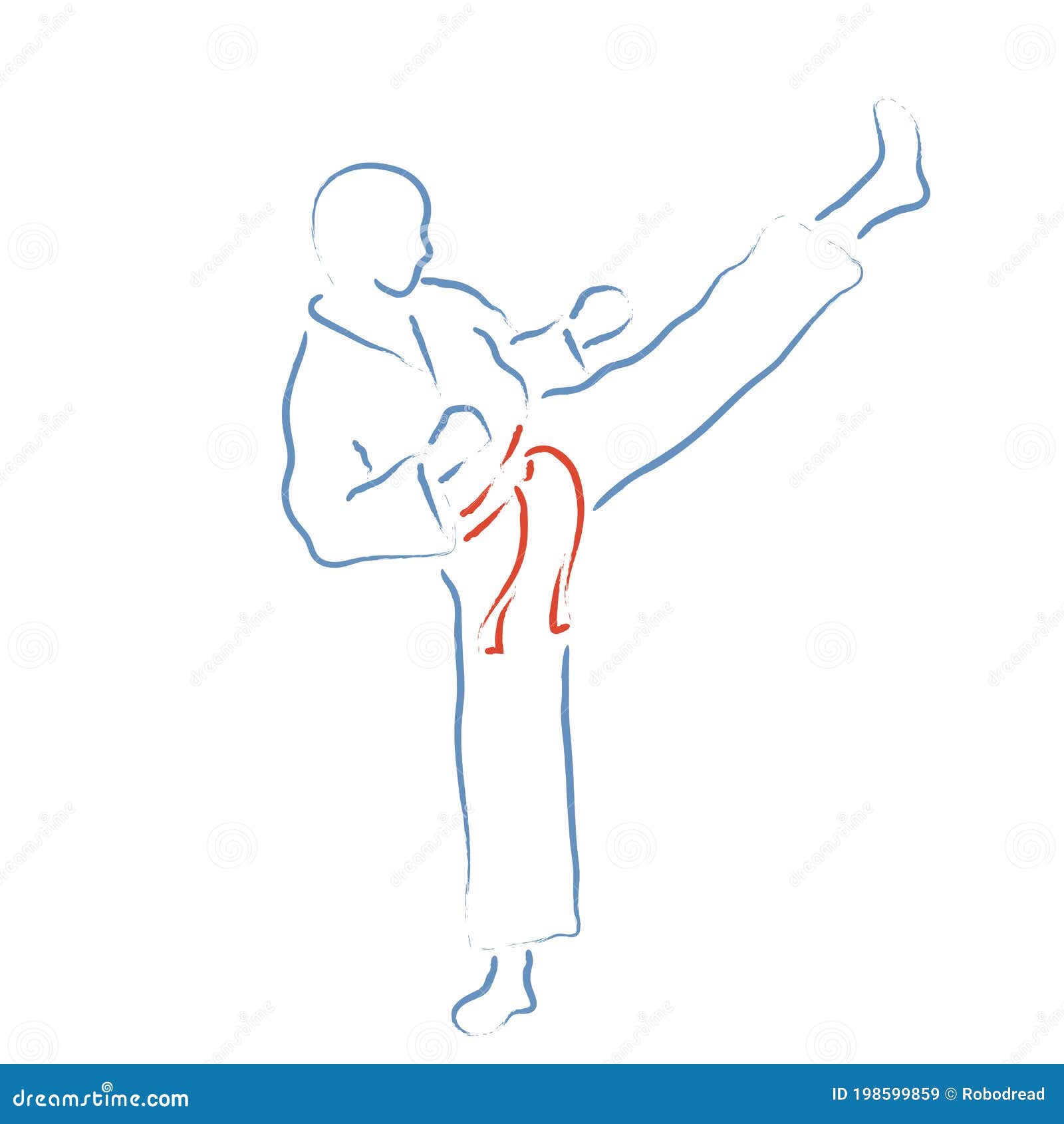 Karate Moves, Stylized Karateka Vector Illustration Stock Vector ...