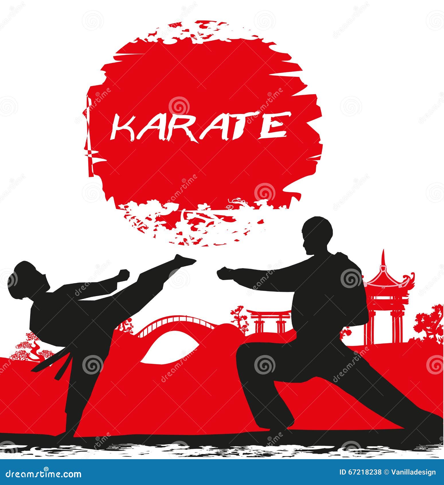 Karate Occupations - Grunge Brown Background Cartoon Vector ...