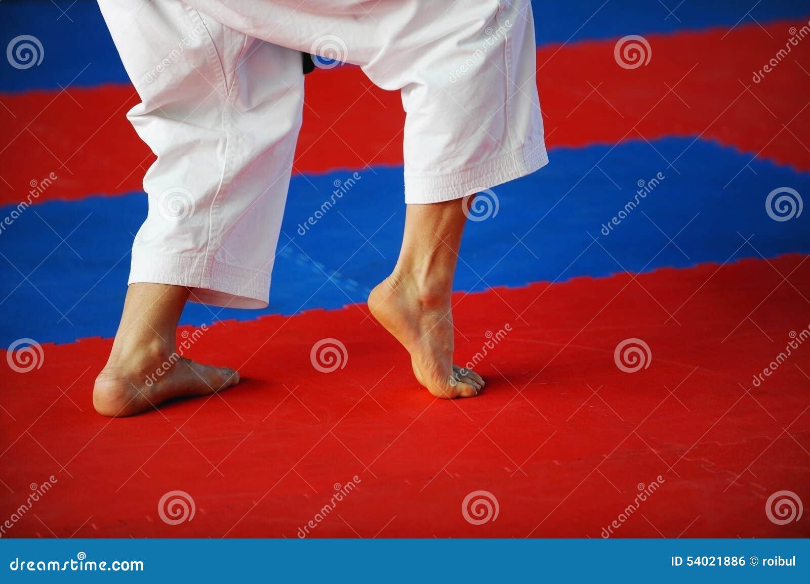 Karate Practitioner on Competition Floor Stock Photo - Image of ...