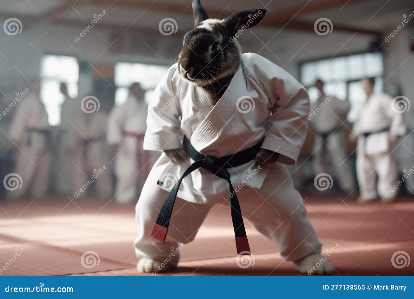 Karate Rabbit Practicing on Tatami Mat. Generative AI Image. Stock ...