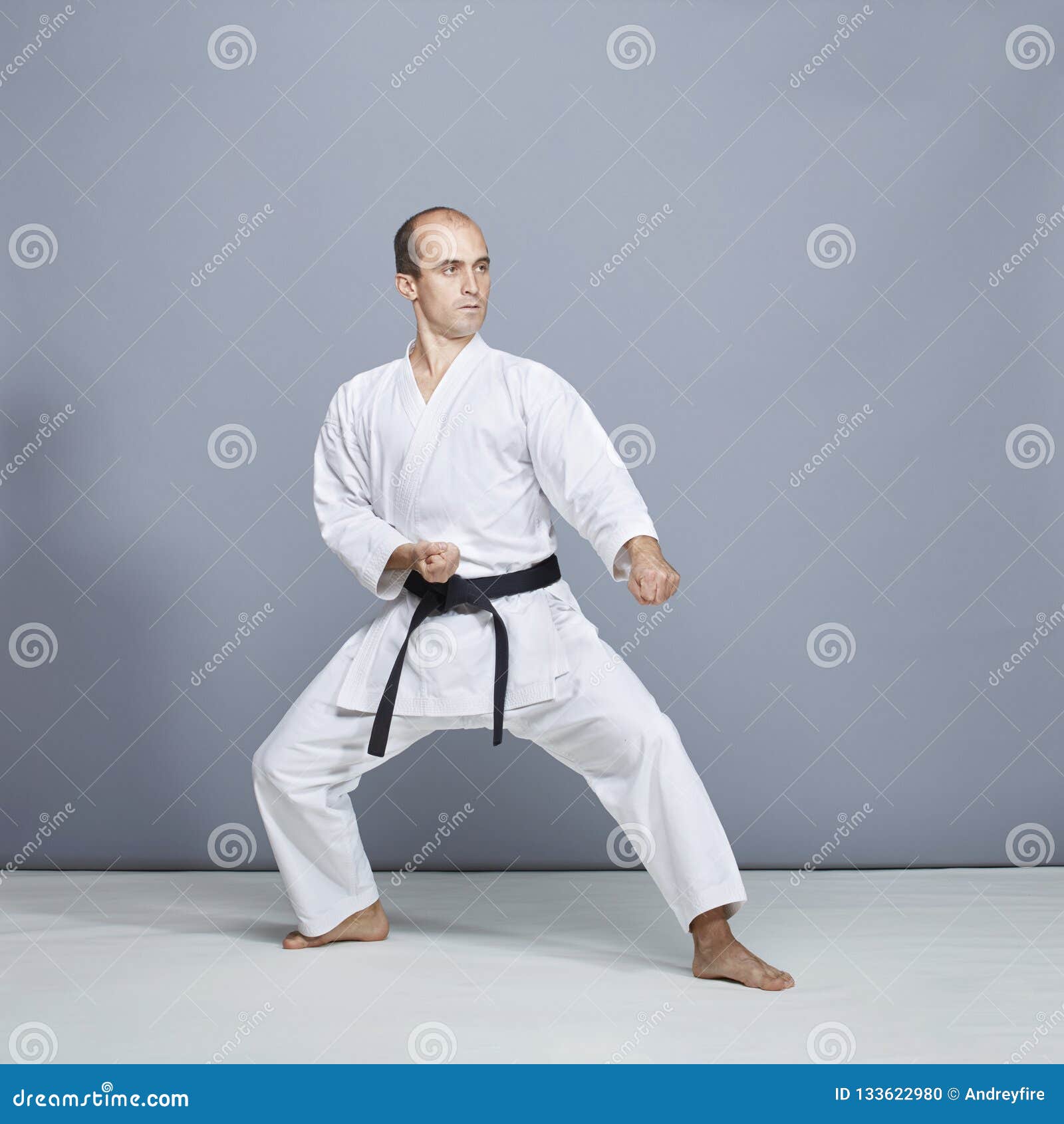 In the Karate Rack the Athlete Performs Formal Exercises of Karate ...