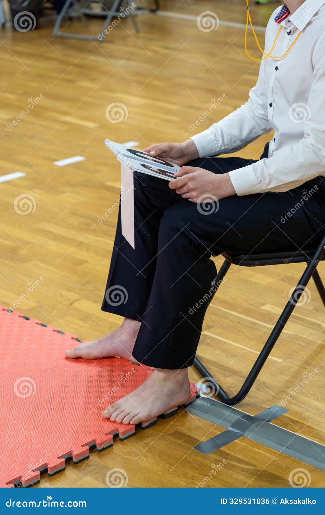 The Karate Referee Sitting beside the Mat Stock Photo - Image of hands ...