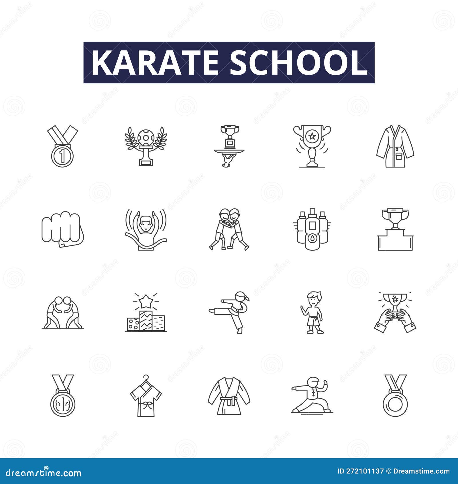 Karate School Line Vector Icons and Signs. School, Dojo, Martial, Arts ...