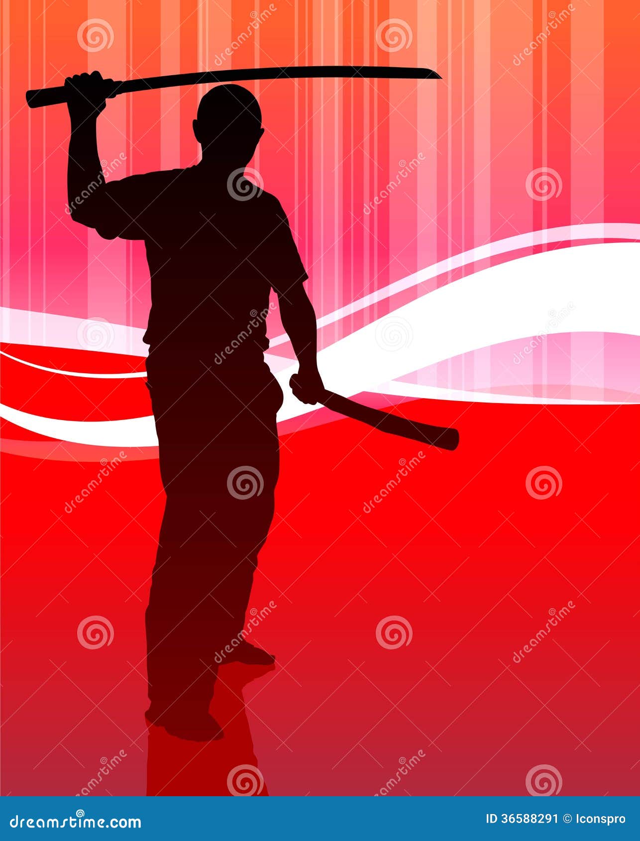 Karate Sensei with Sword on Abstract Stock Illustration - Illustration ...