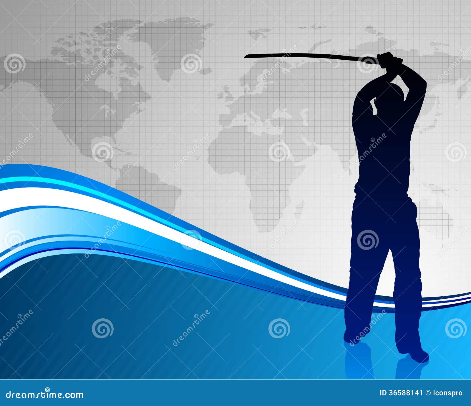 Karate Sensei with Sword on Abstract World Stock Illustration ...