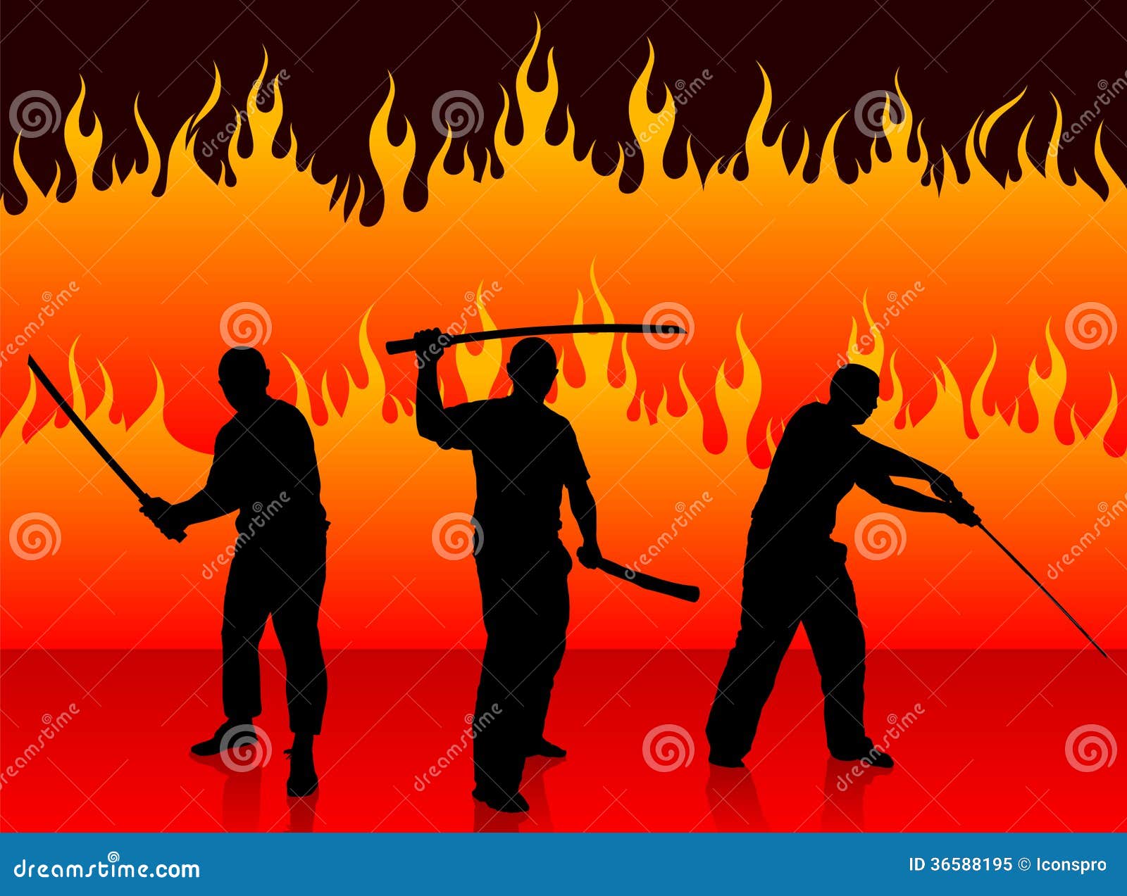 Karate Sensei With Sword On Abstract Light Background Royalty-Free ...