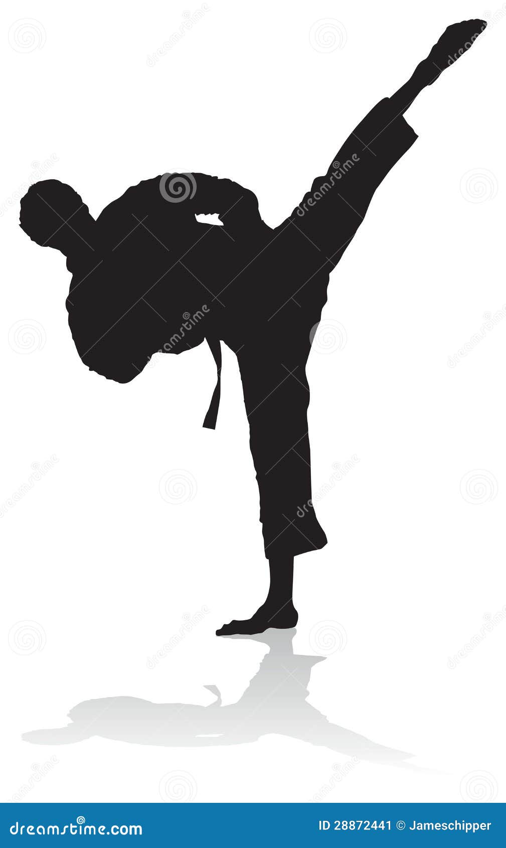 Karate Jump Kick Silhouette