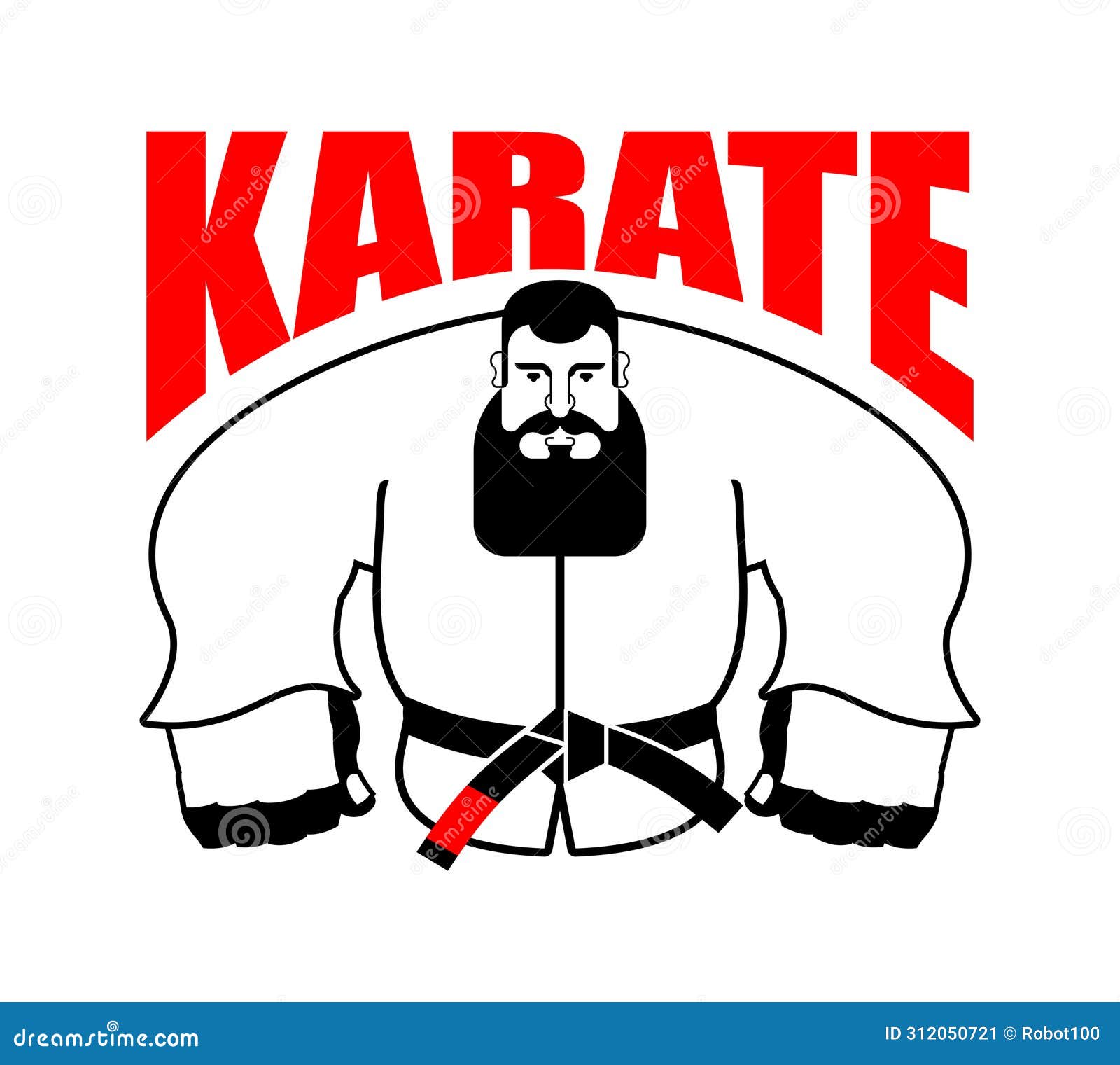 Karate Strong Man. Angry Man in Judo Kimono Stock Vector - Illustration ...