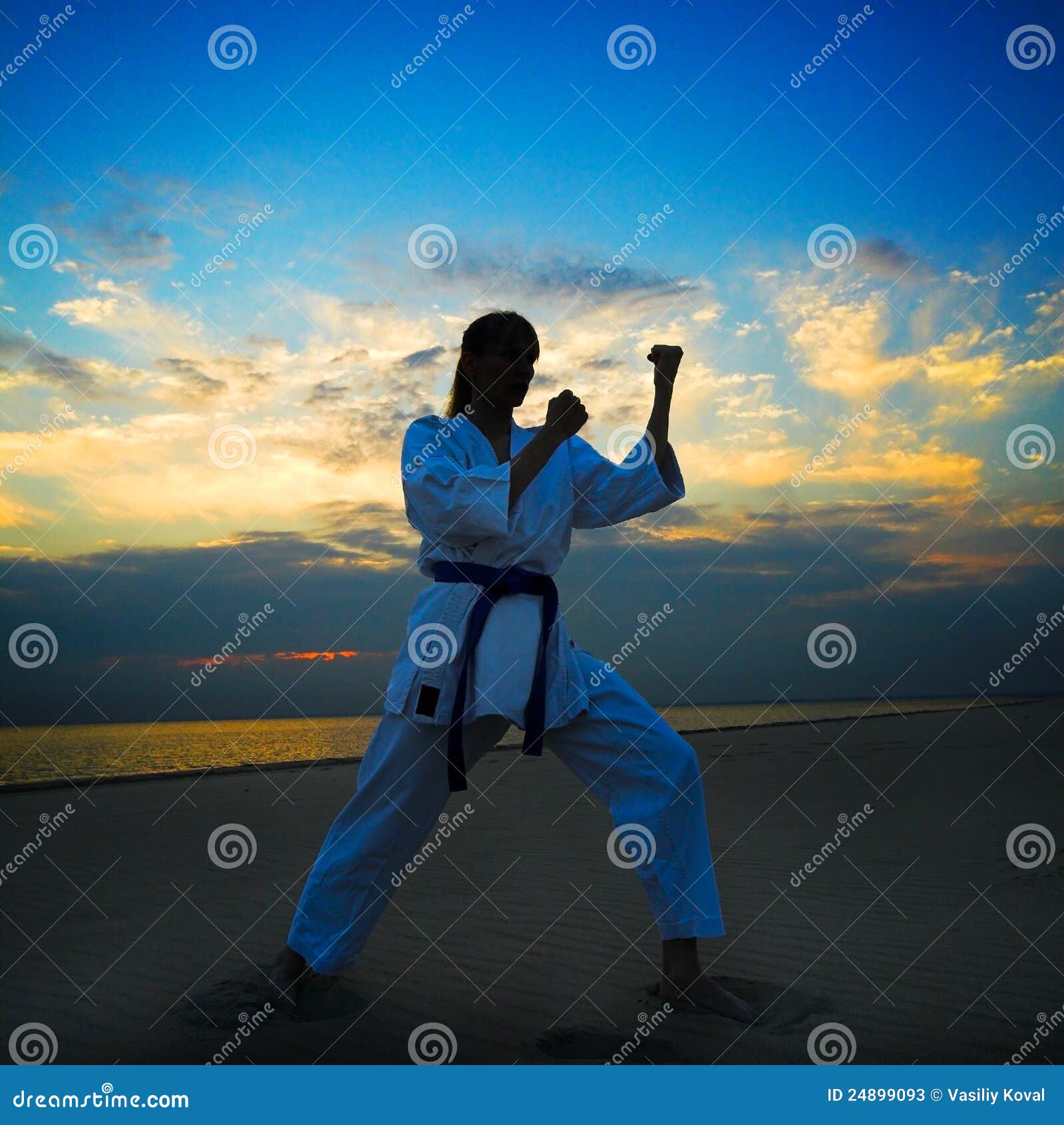 Karate on sunset beach stock image. Image of combat, asian - 24899093