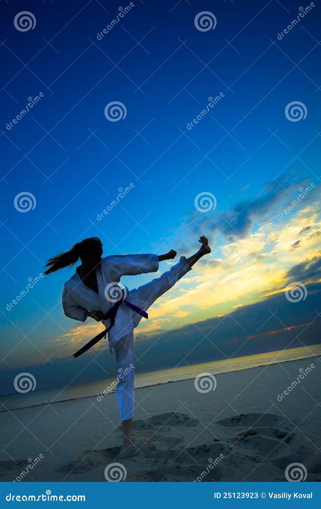 Karate on sunset beach stock image. Image of blue, people - 25123923