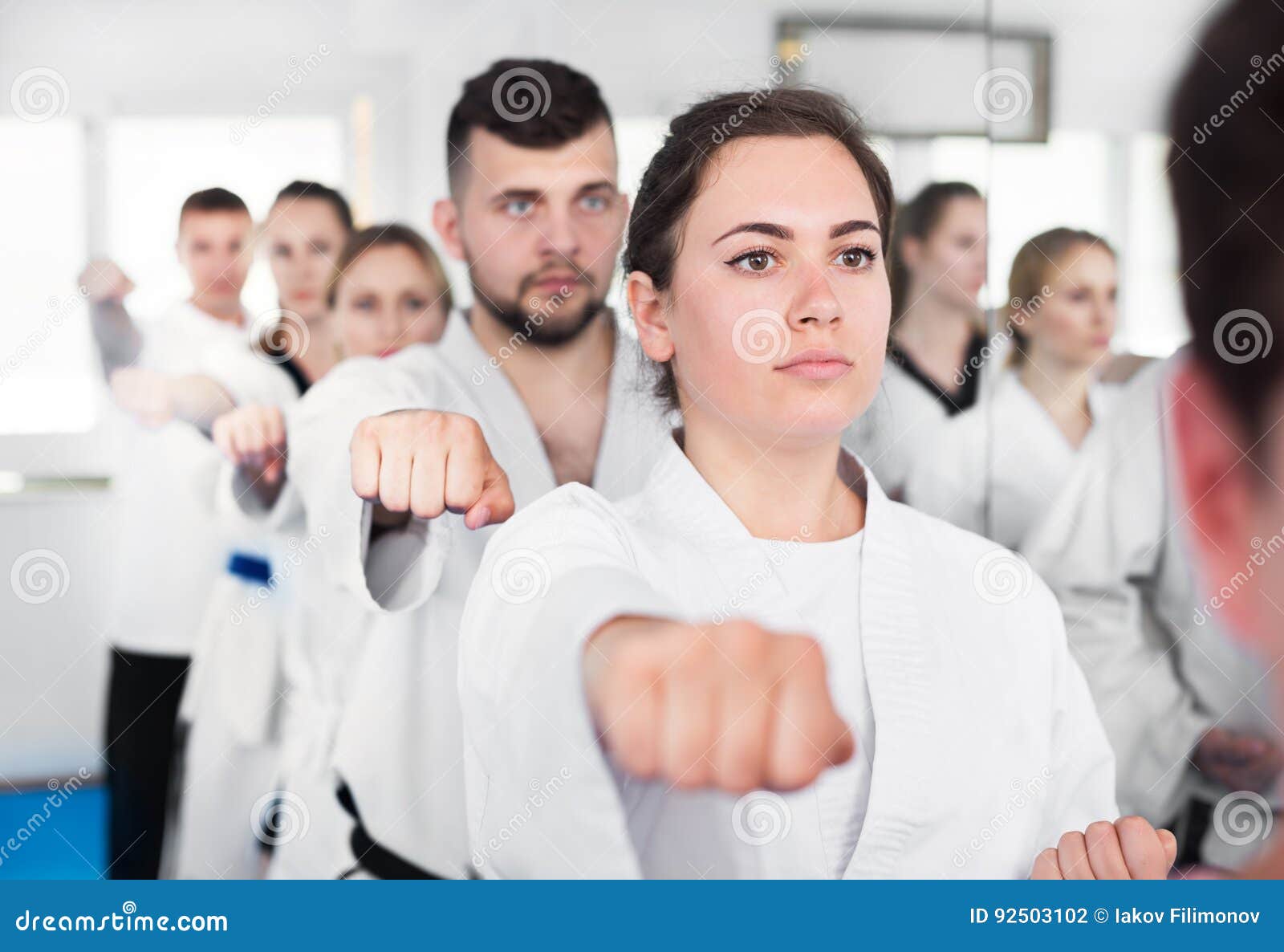 Karate Teacher Demonstrates Techniques of Receptions Stock Photo ...