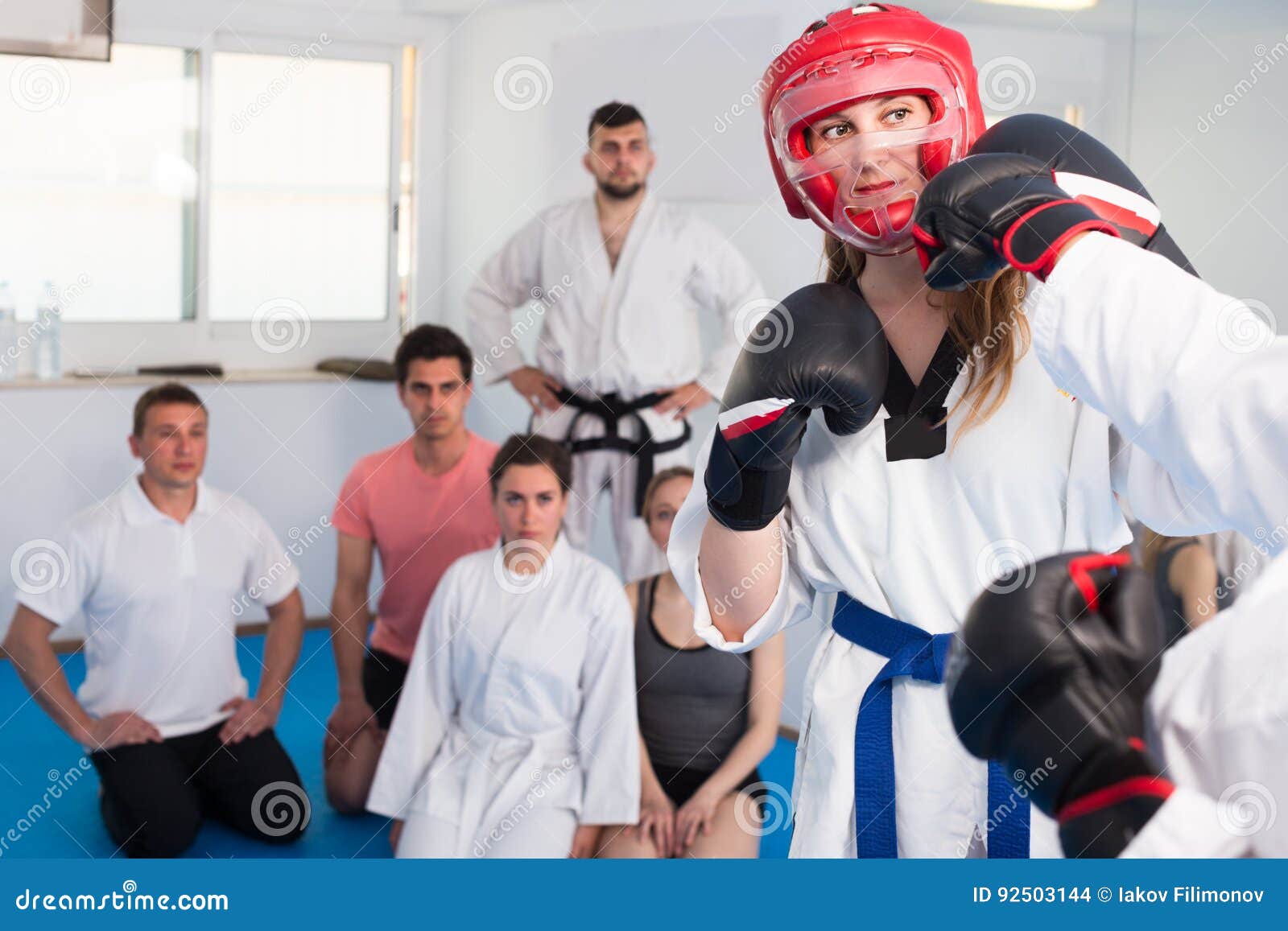 Karate Teacher Demonstrates Techniques of Receptions Stock Photo ...
