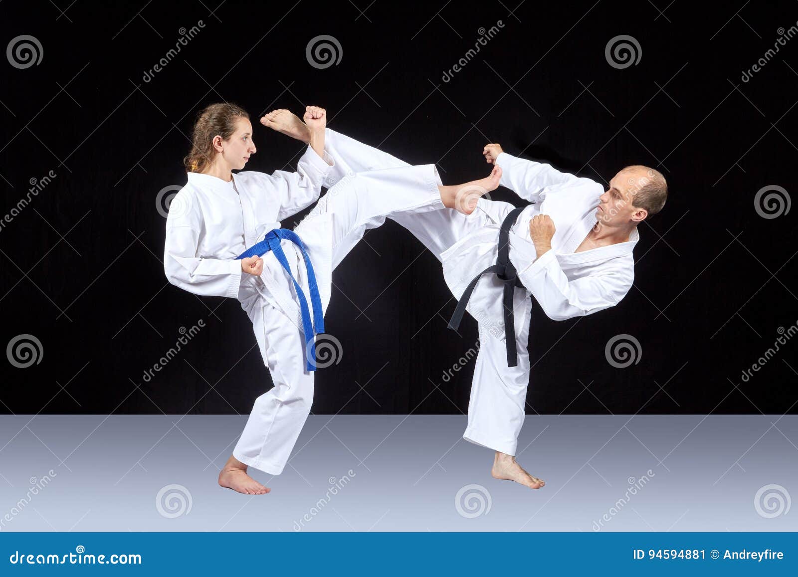 Karate Technique is Trained by Adult Athletes Stock Image - Image of ...