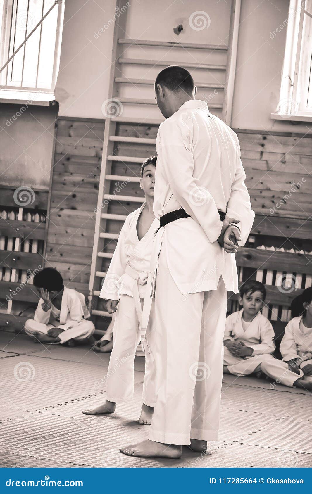 Karate Training. Sensei and Little Boy Editorial Stock Image - Image of ...