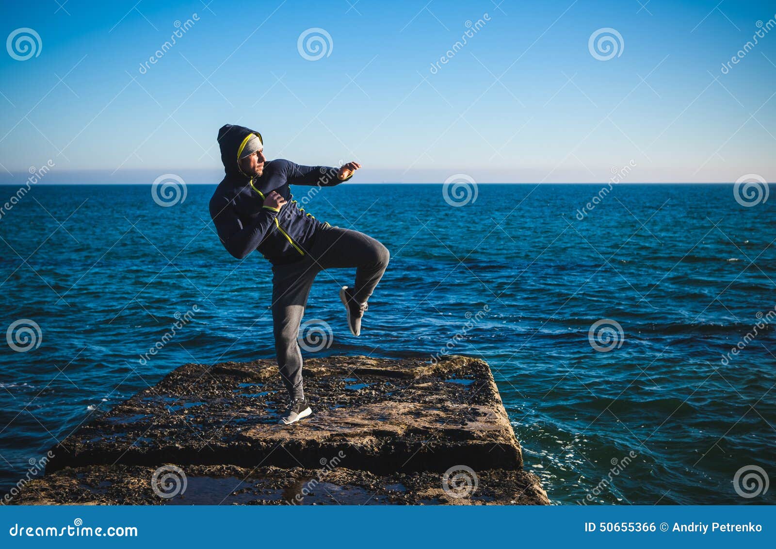 Karate Training on the Shores of the Sea Stock Photo - Image of body ...