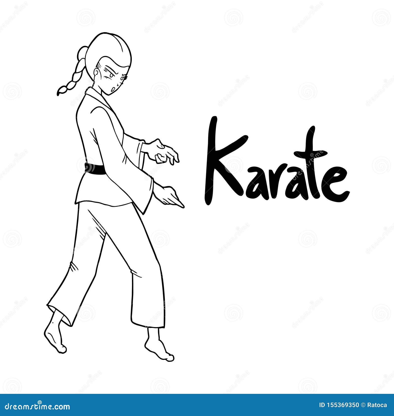 Karate woman illustration stock vector. Illustration of karate - 155369350