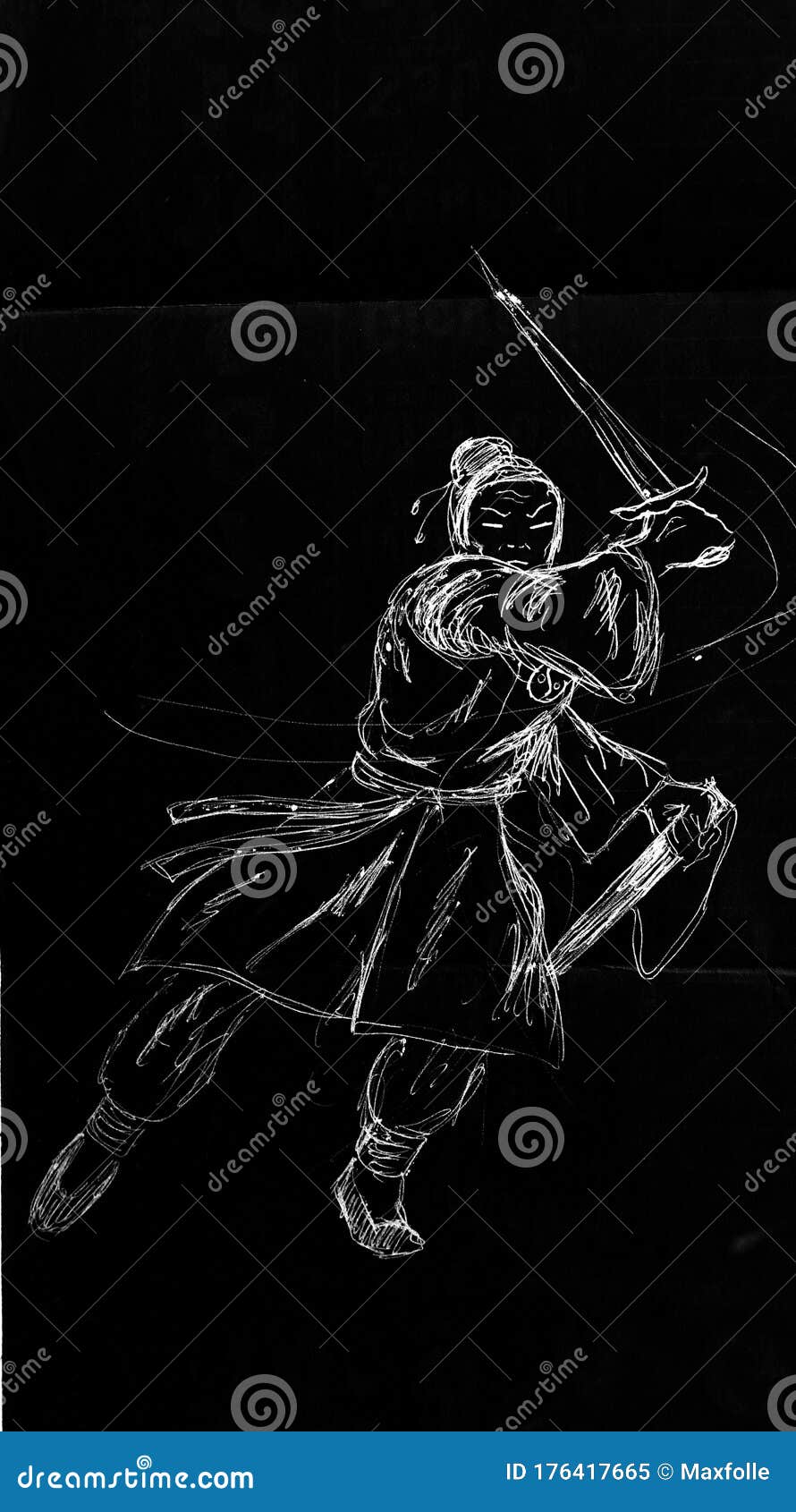 A Karate Wrestler Hitting with a Sword Stock Illustration ...