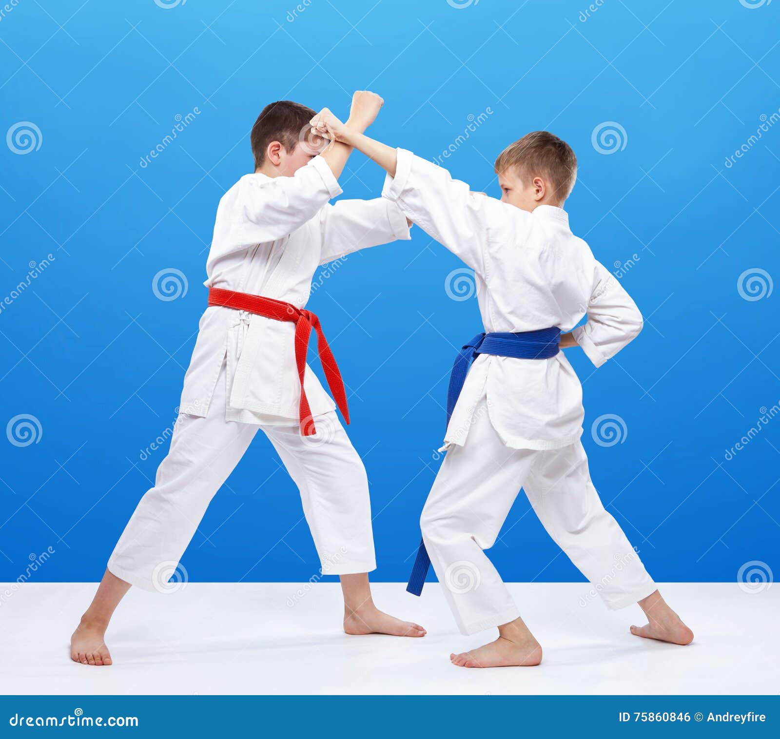In Karategi Athletes Sit In A Karate Pose Stock Image | CartoonDealer ...