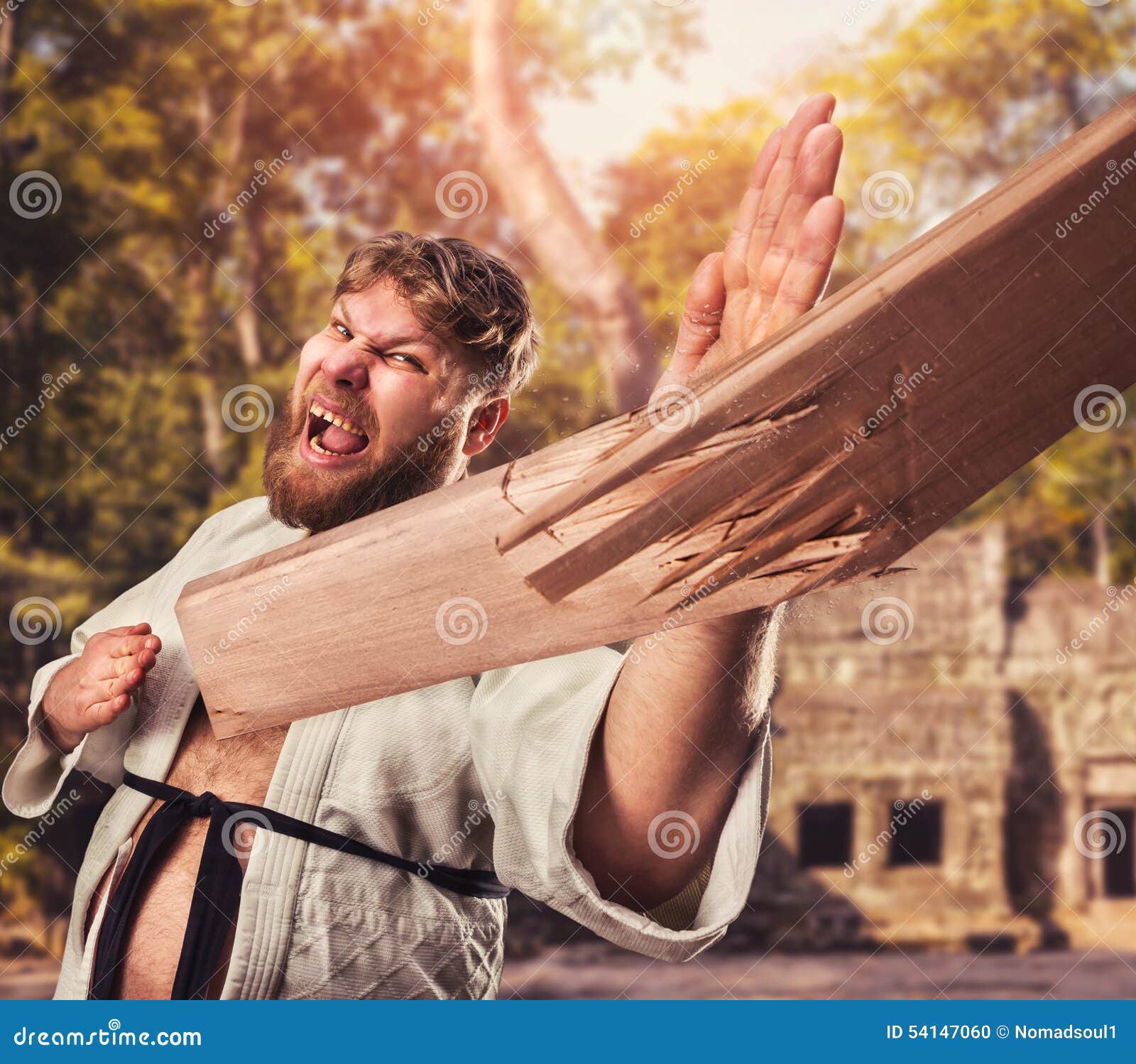 Karateka breaks board stock photo. Image of kimono, fighter - 54147060