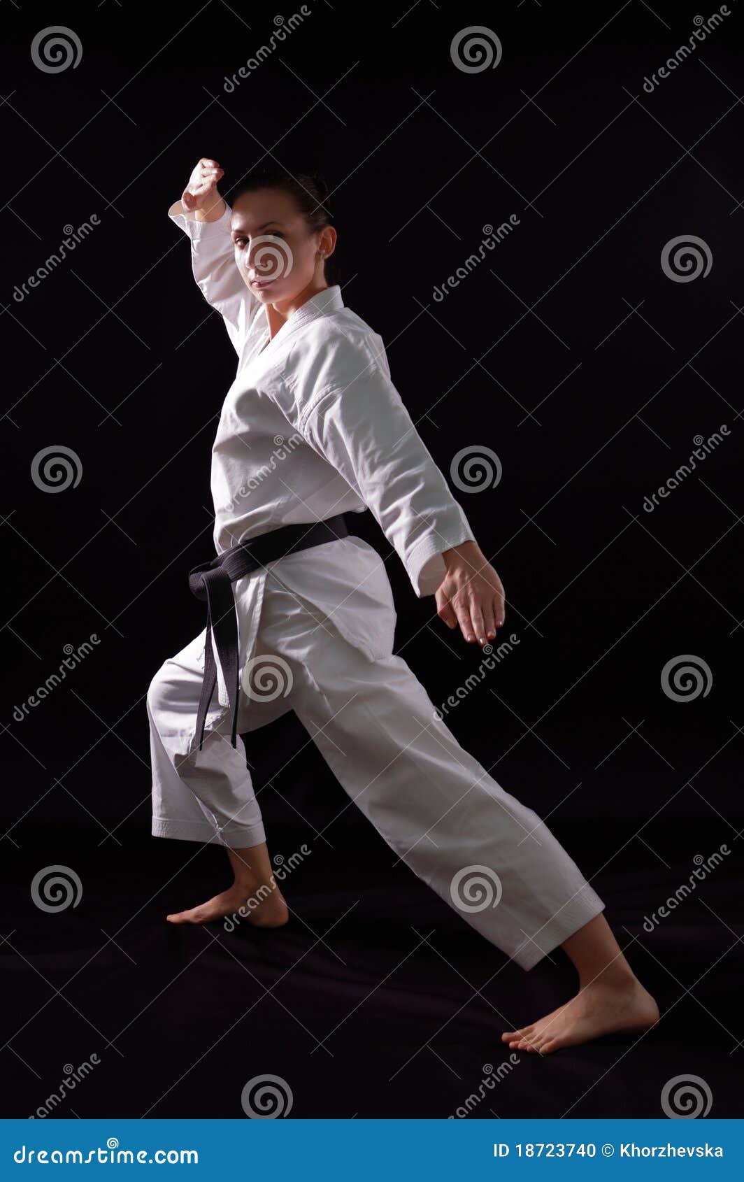 Karateka Girl on Black Background Stock Photo - Image of clipping ...