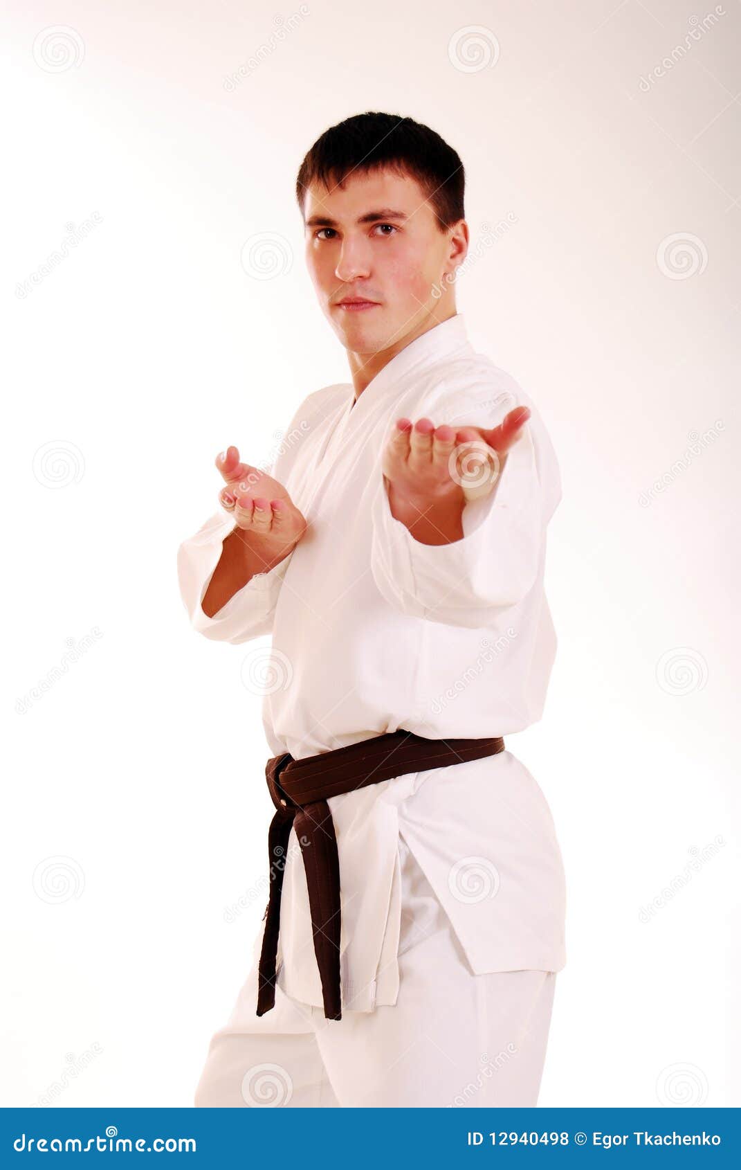 Karateka on a White Background. Stock Photo - Image of high, defence ...