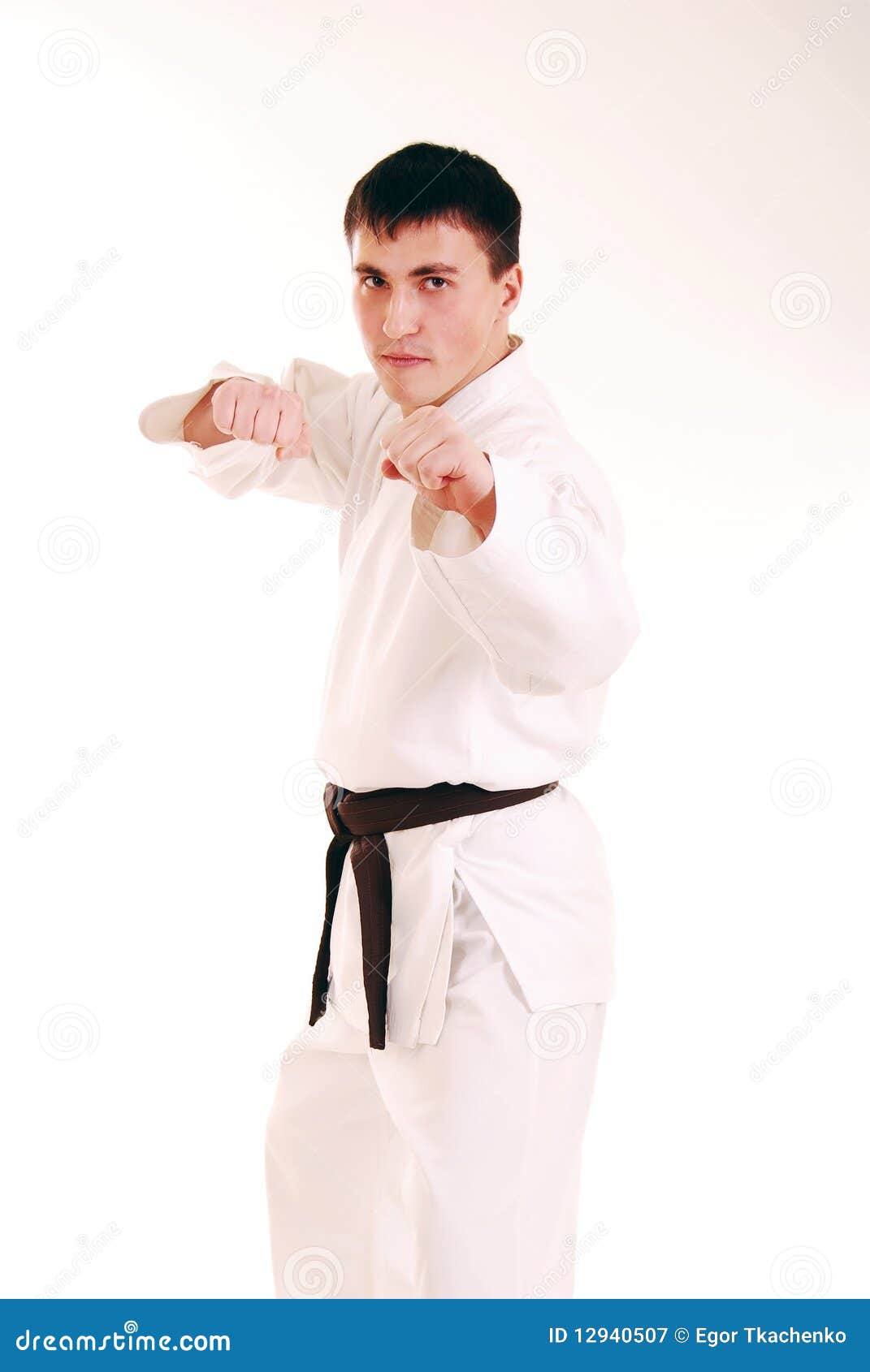 Karateka on a White Background. Stock Image - Image of boxing, profil ...