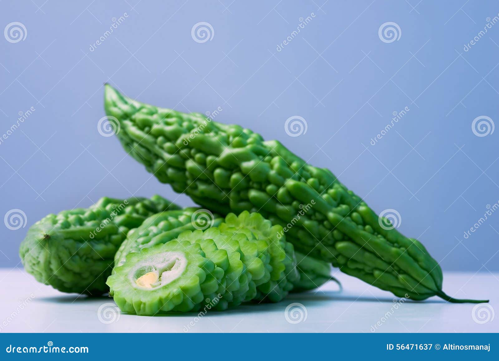 Karela Bitter Melon Caraili Studio Close Up Blue Background Stock Image ...