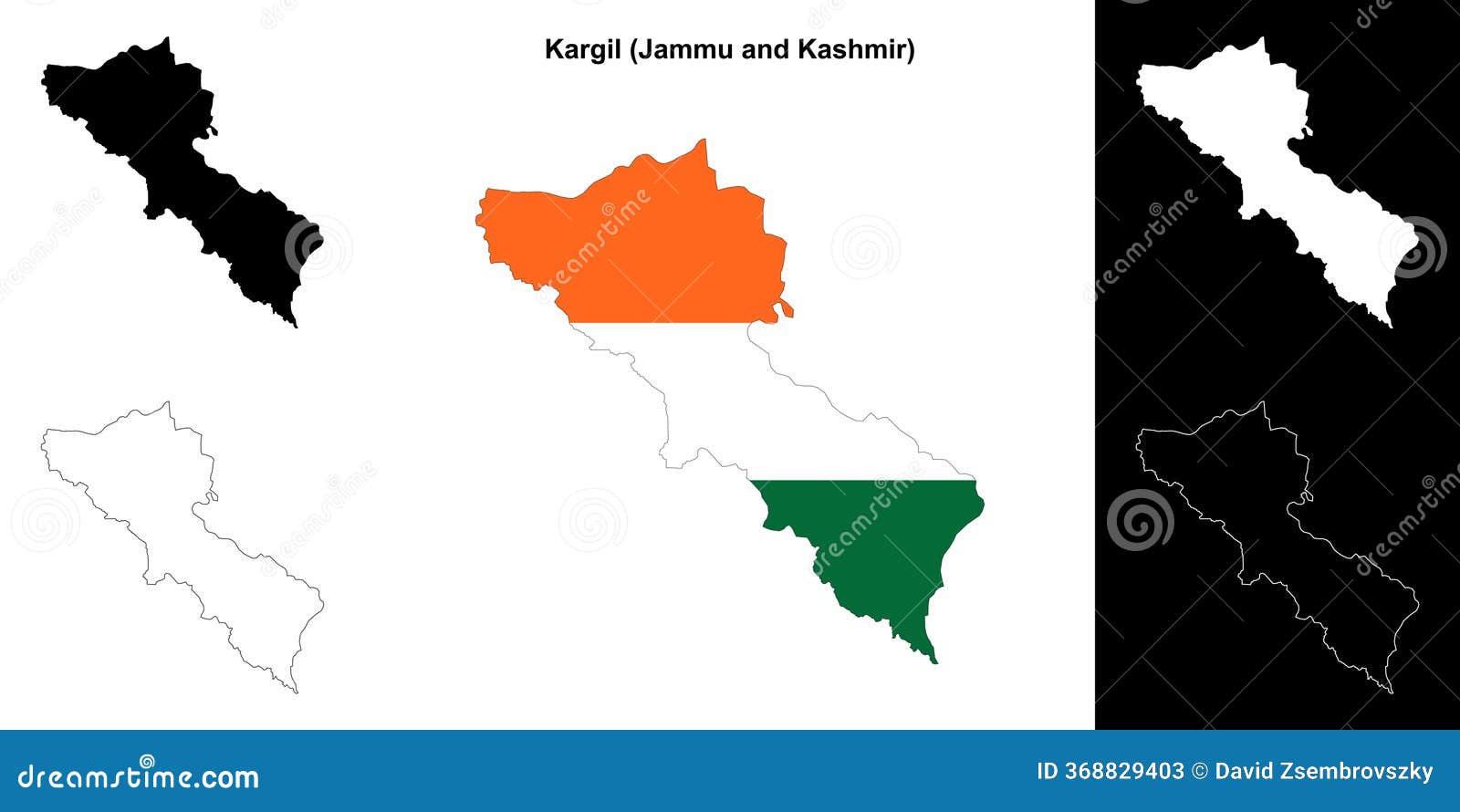 Kargil District Ladakh Union Territory, Republic Of India Map Vector ...