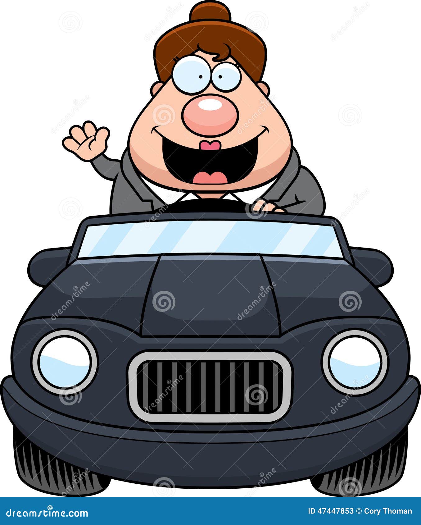 Karikatur-Chef Driving Waving Vektor Abbildung - Illustration von ...