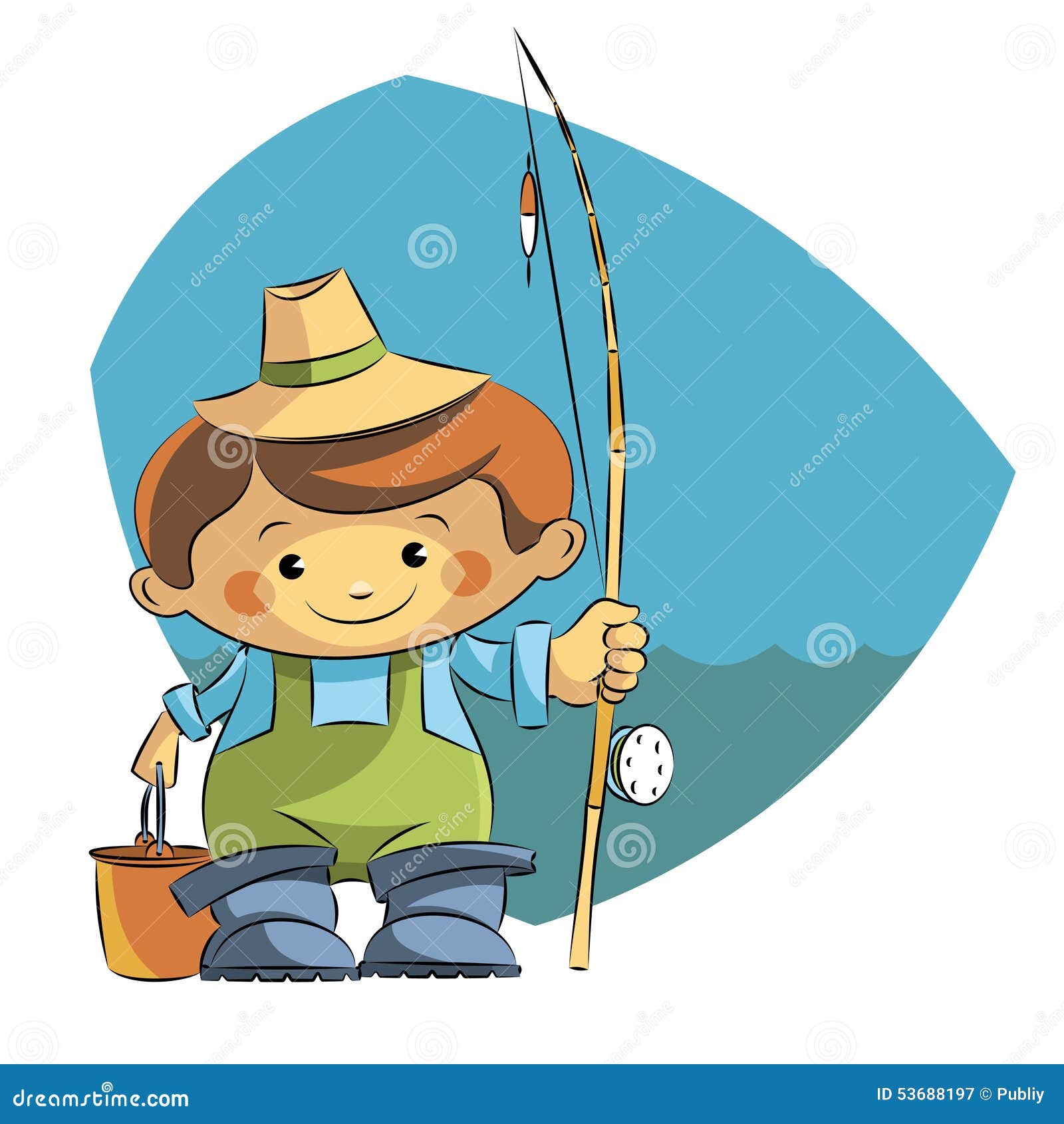 Karikatur-Fischer vektor abbildung. Illustration von männer - 53688197