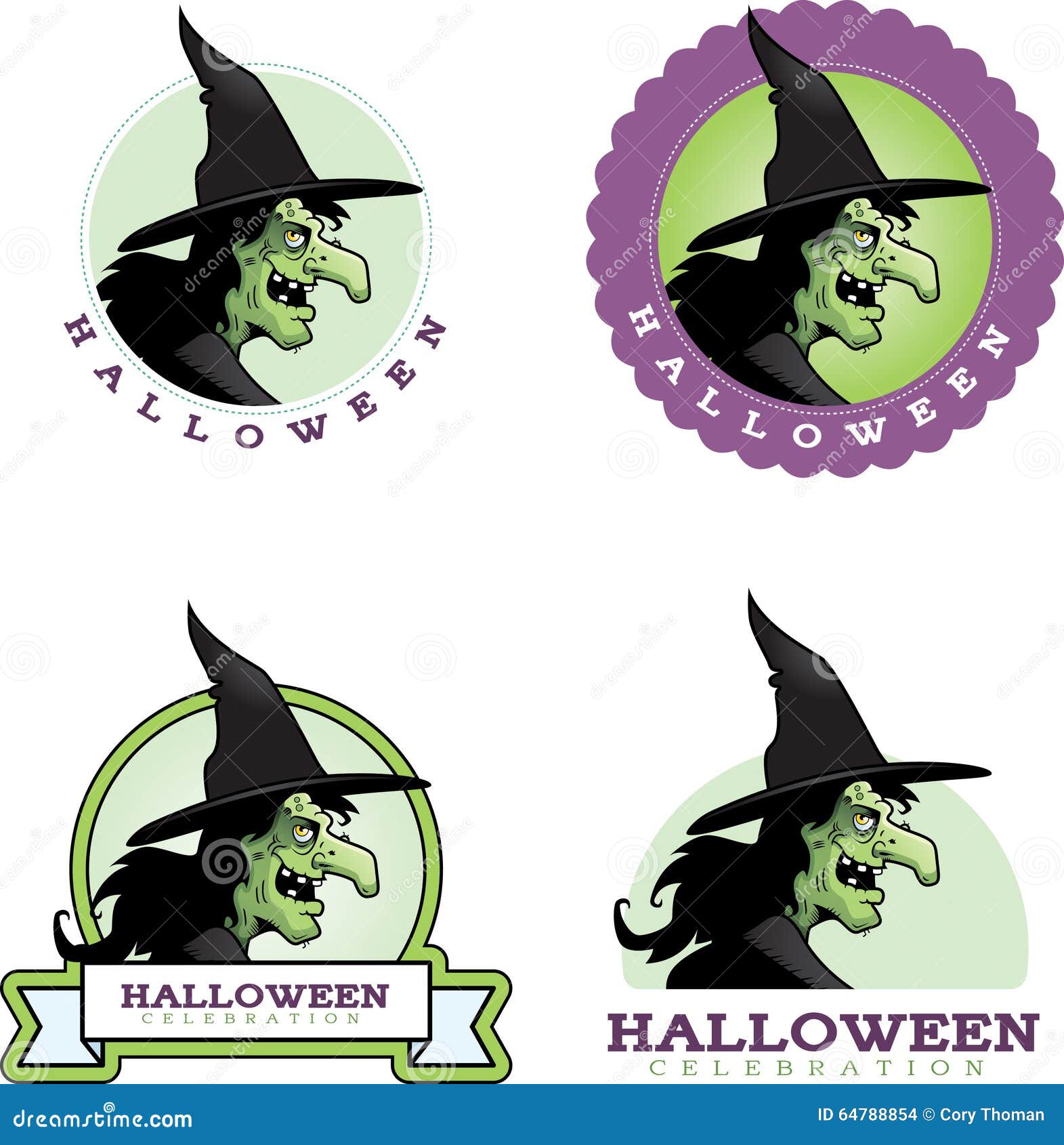 Karikatur-Hexen-Halloween-Grafik Vektor Abbildung - Illustration von ...