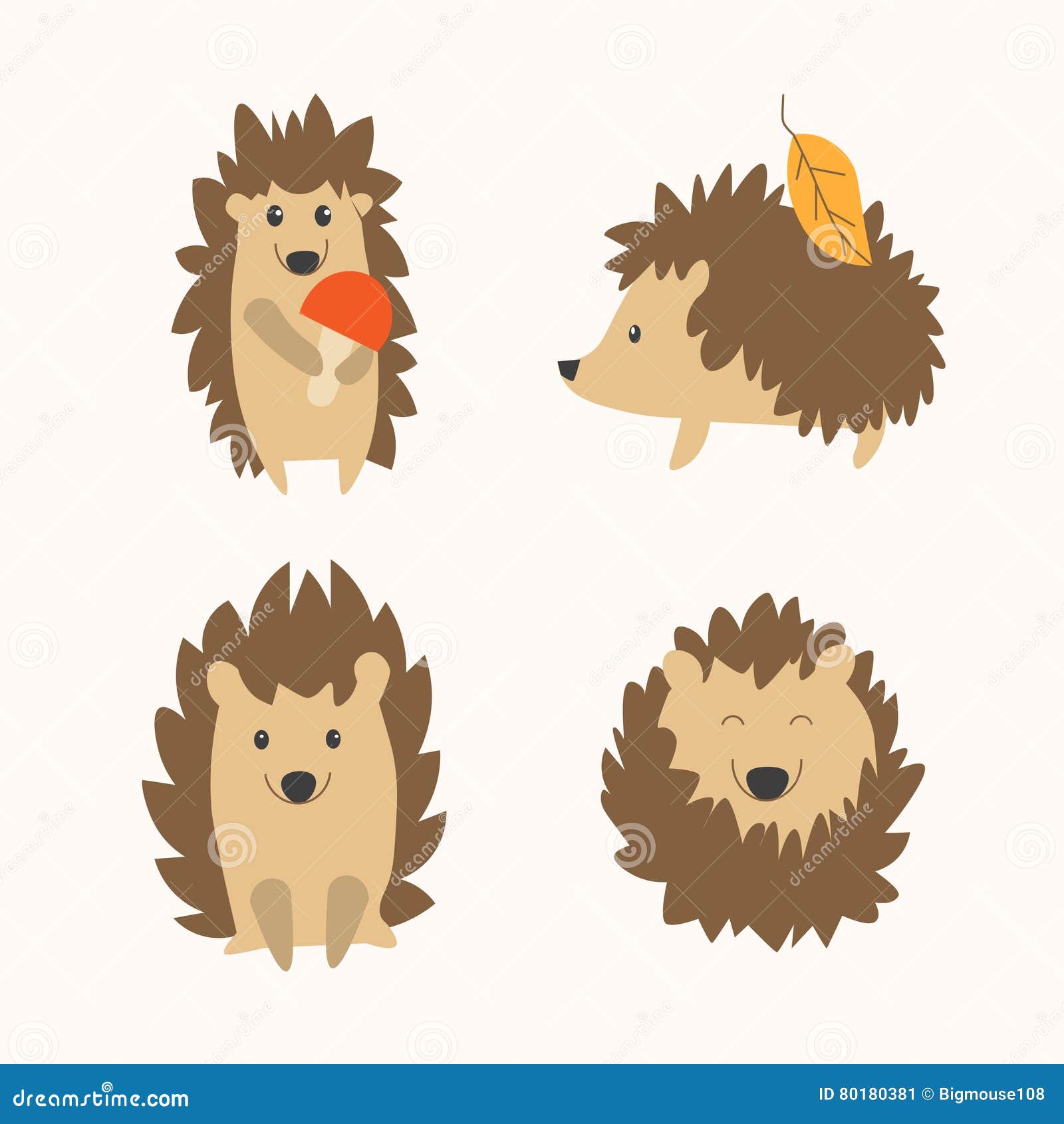 Karikatur-Igel-Satz Vektor vektor abbildung. Illustration von ikone ...