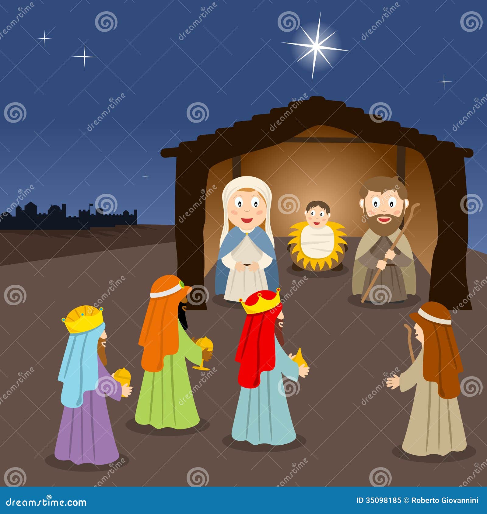 Karikatur-Krippe vektor abbildung. Illustration von gott - 35098185