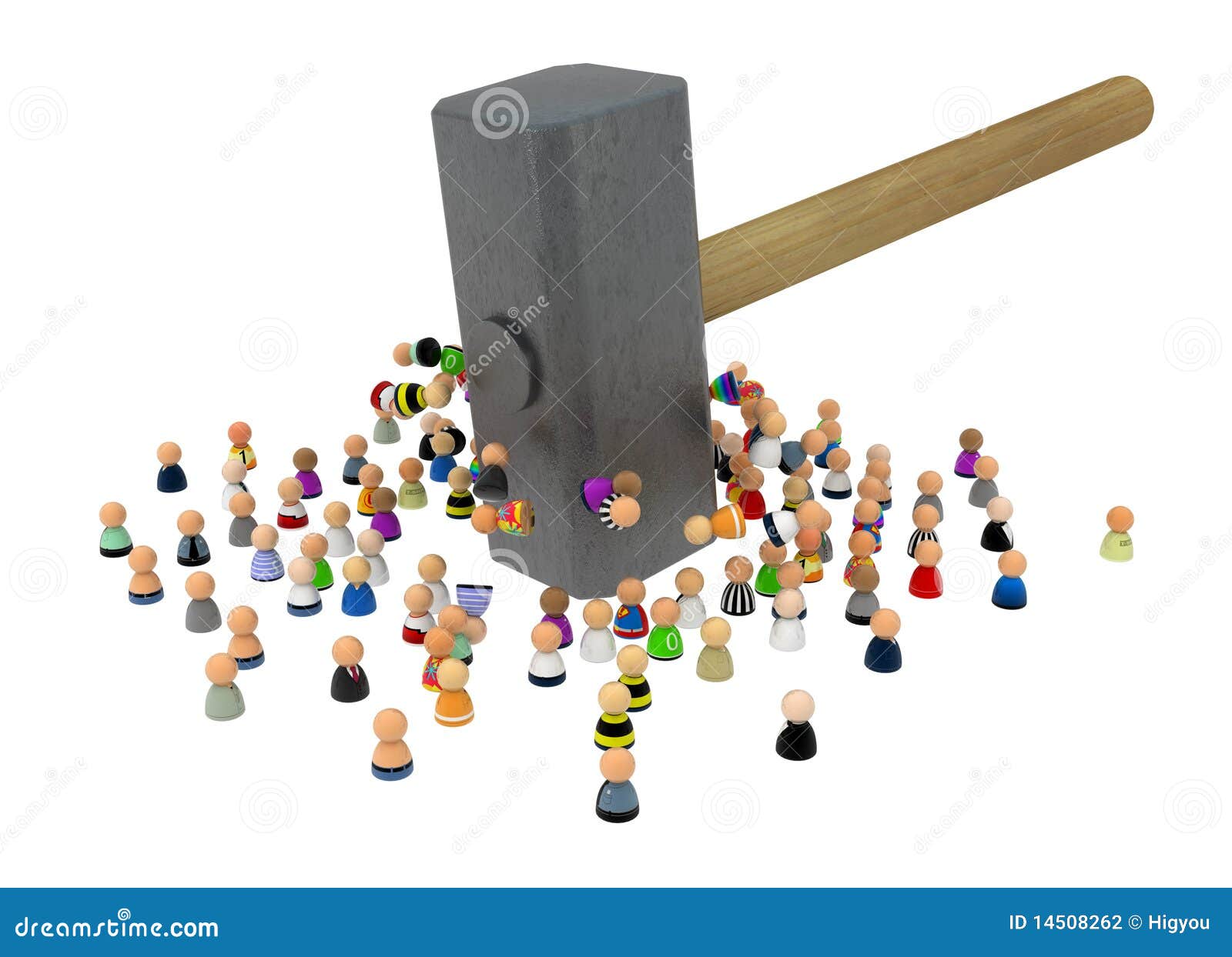 Karikatur-Masse, Hammer-Schlag-Frontseite Stock Abbildung ...