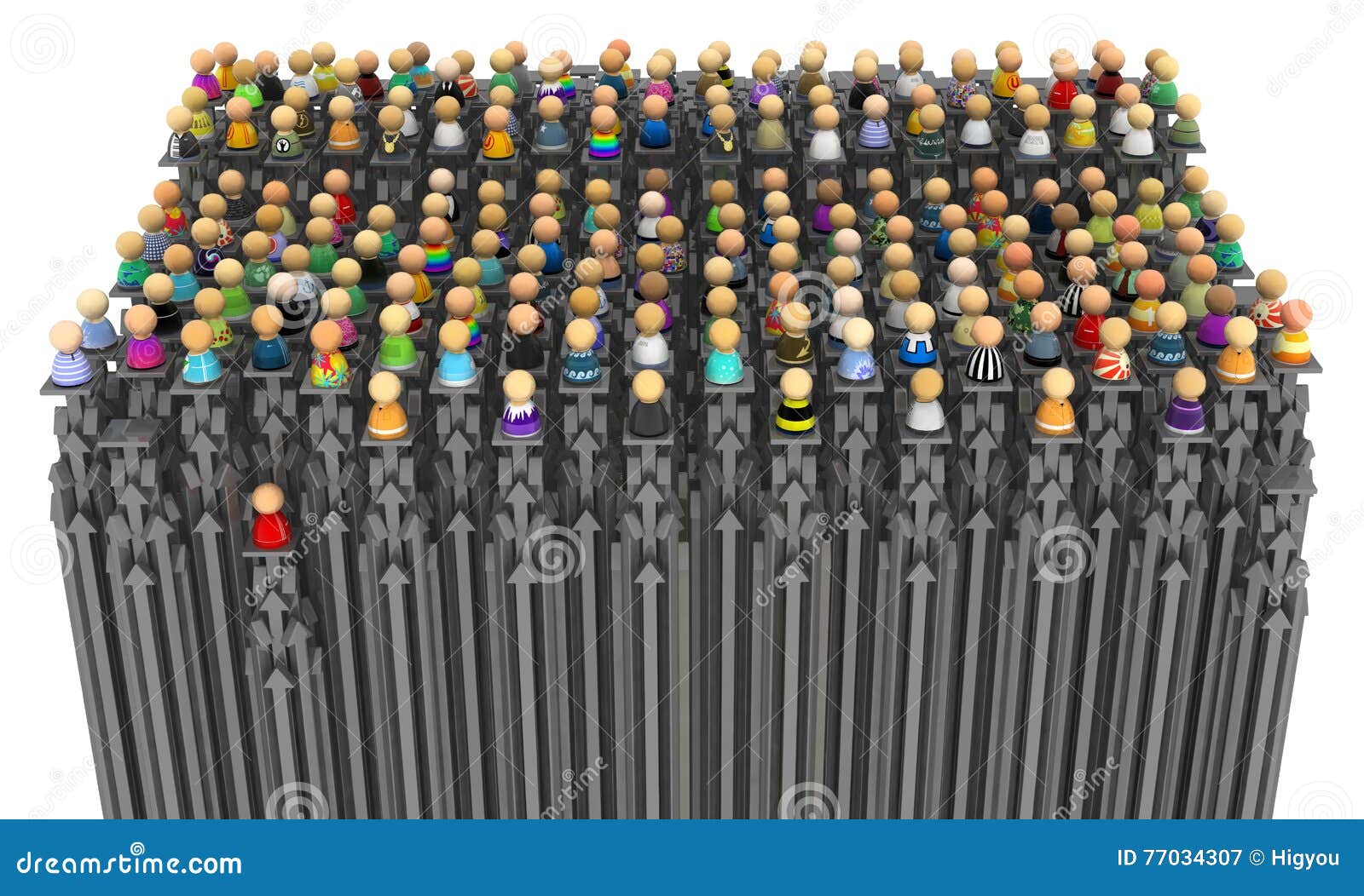 Karikatur-Menge, Pfeil-Säulen Stock Abbildung - Illustration von ...