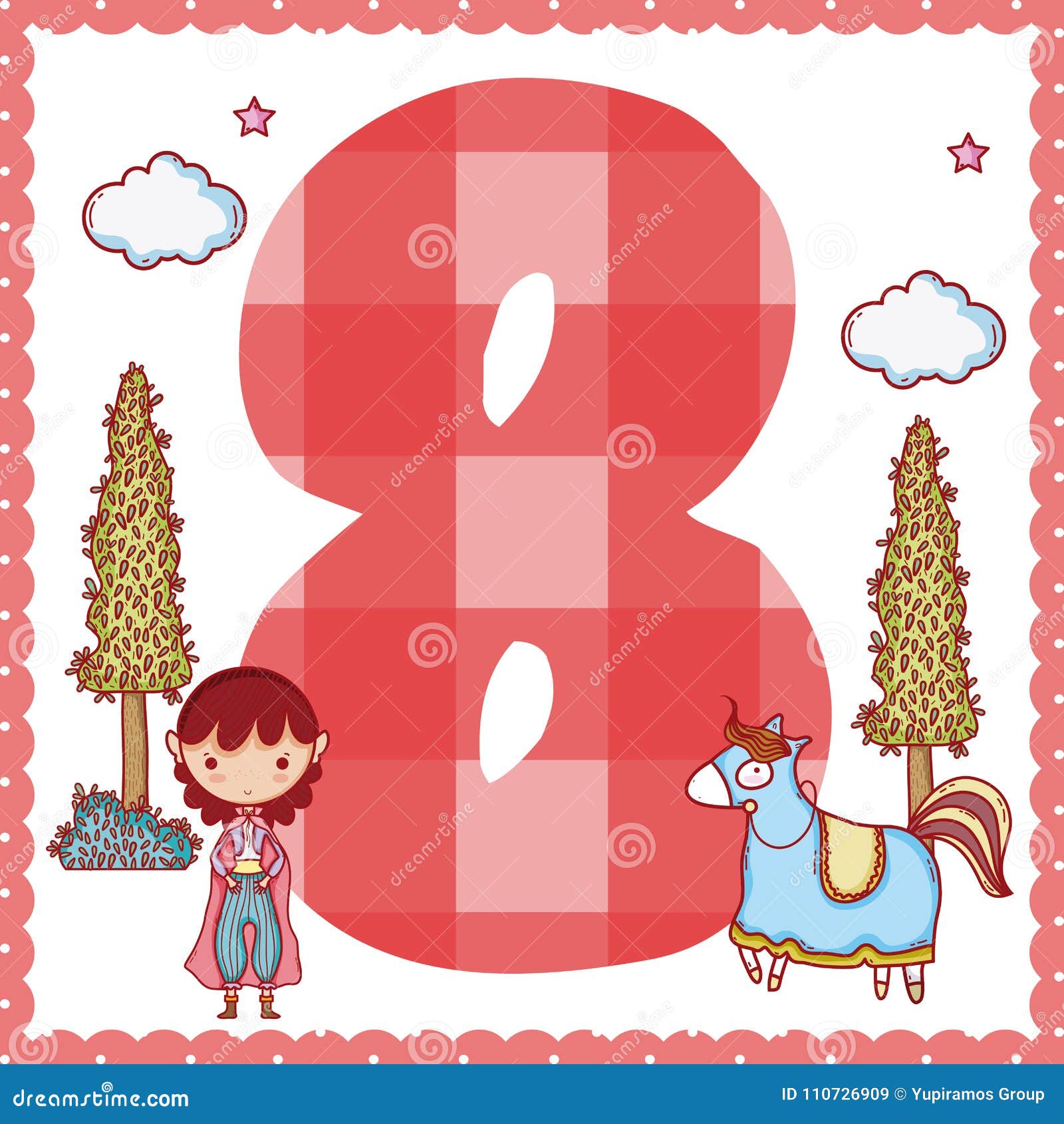 Karikatur mit acht Zahlen vektor abbildung. Illustration von gekritzel ...