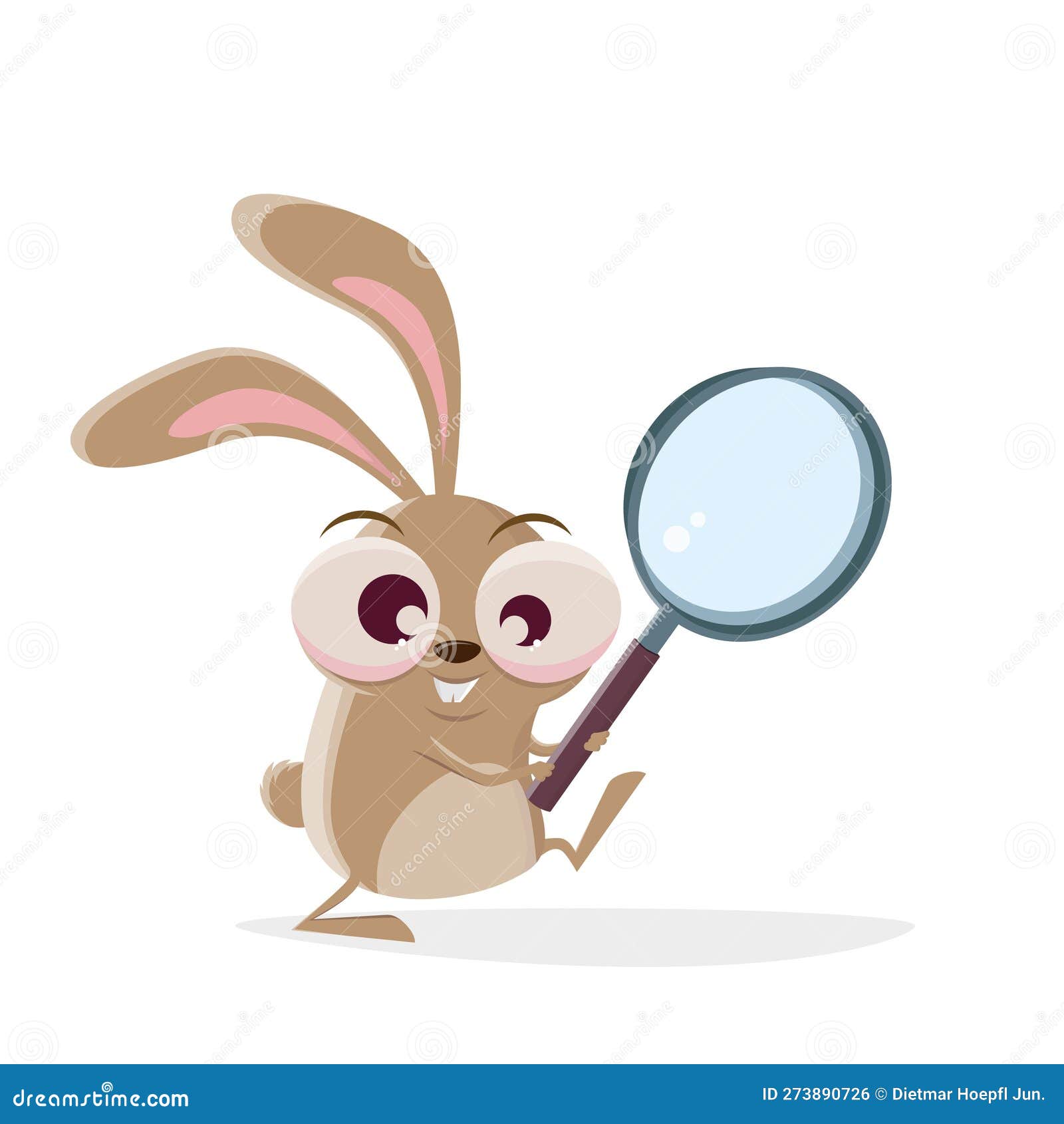 Karikatur mit Lupe vektor abbildung. Illustration von kaninchen - 273890726