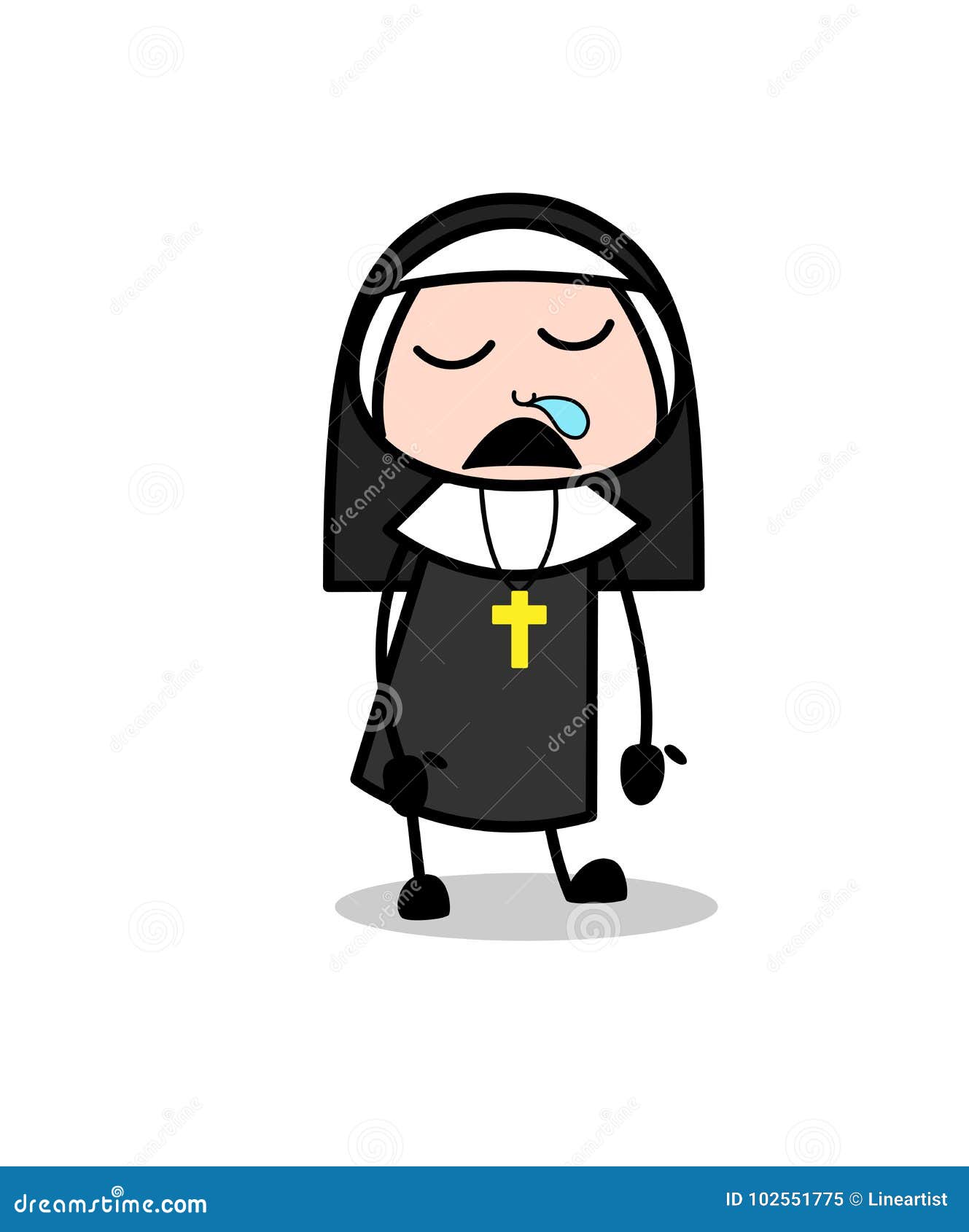 Karikatur-Nonnen-Sleepy Face Vector-Illustration Stock Abbildung ...
