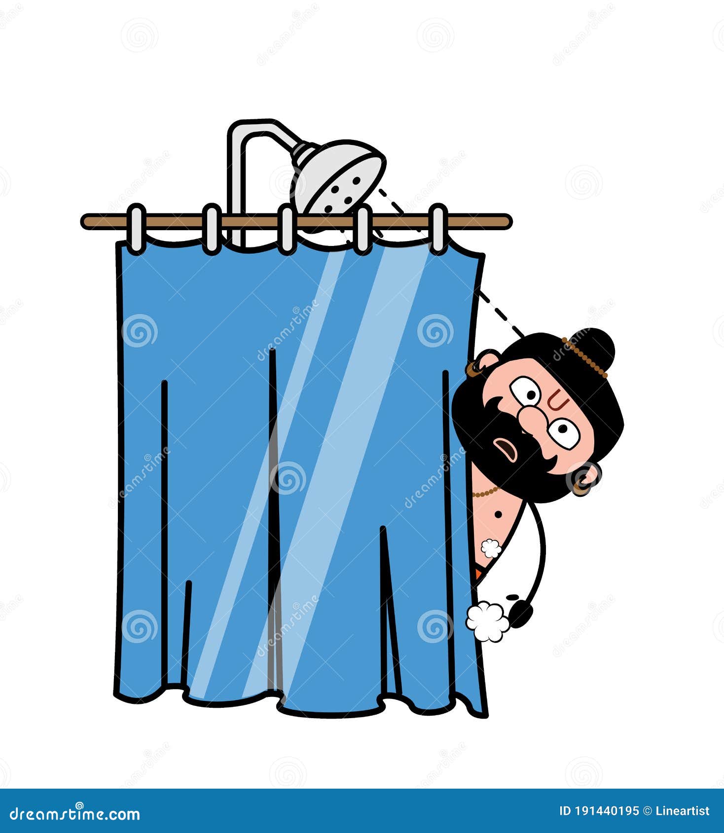 Karikatur Pandit, Das Dusche Wird Stock Abbildung - Illustration von ...