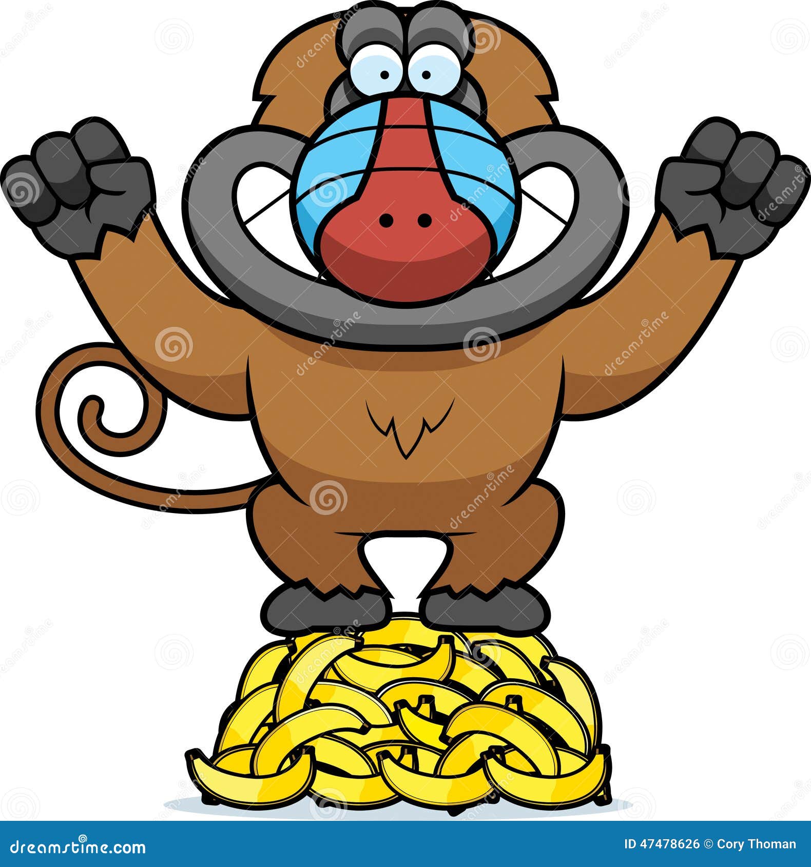 Karikatur-Pavian-Bananen vektor abbildung. Illustration von lächeln ...