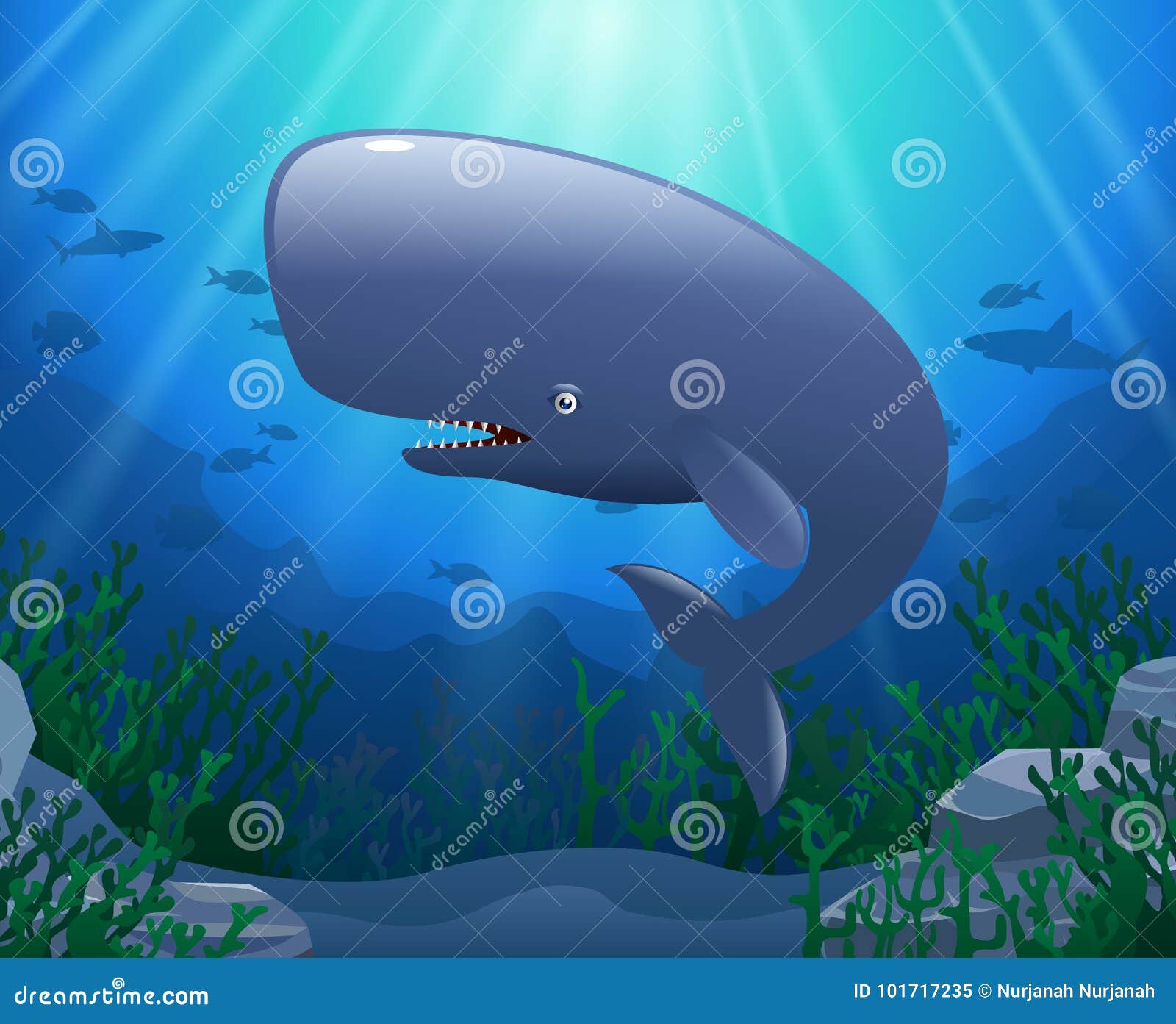 Karikatur-Pottwal vektor abbildung. Illustration von landschaft - 101717235